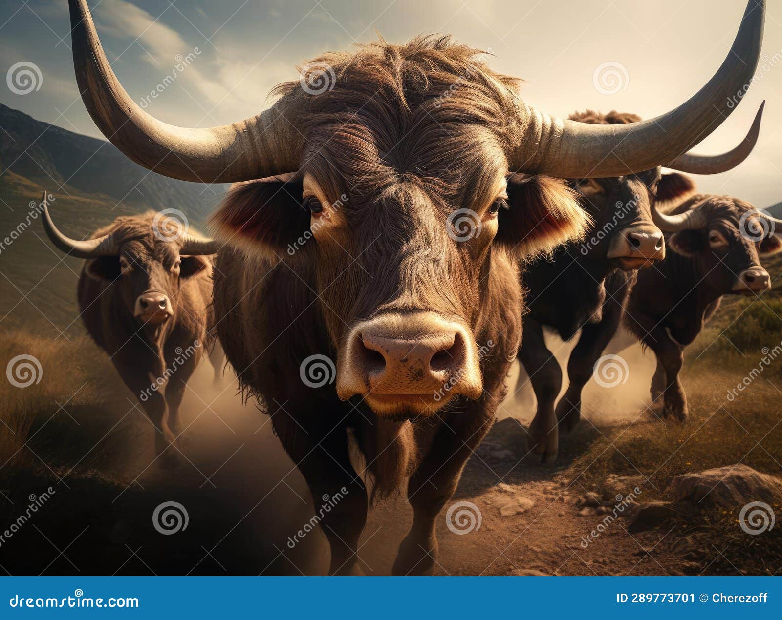 A Group of Bulls Looking at the Camera Stock Image - Image of nature ...