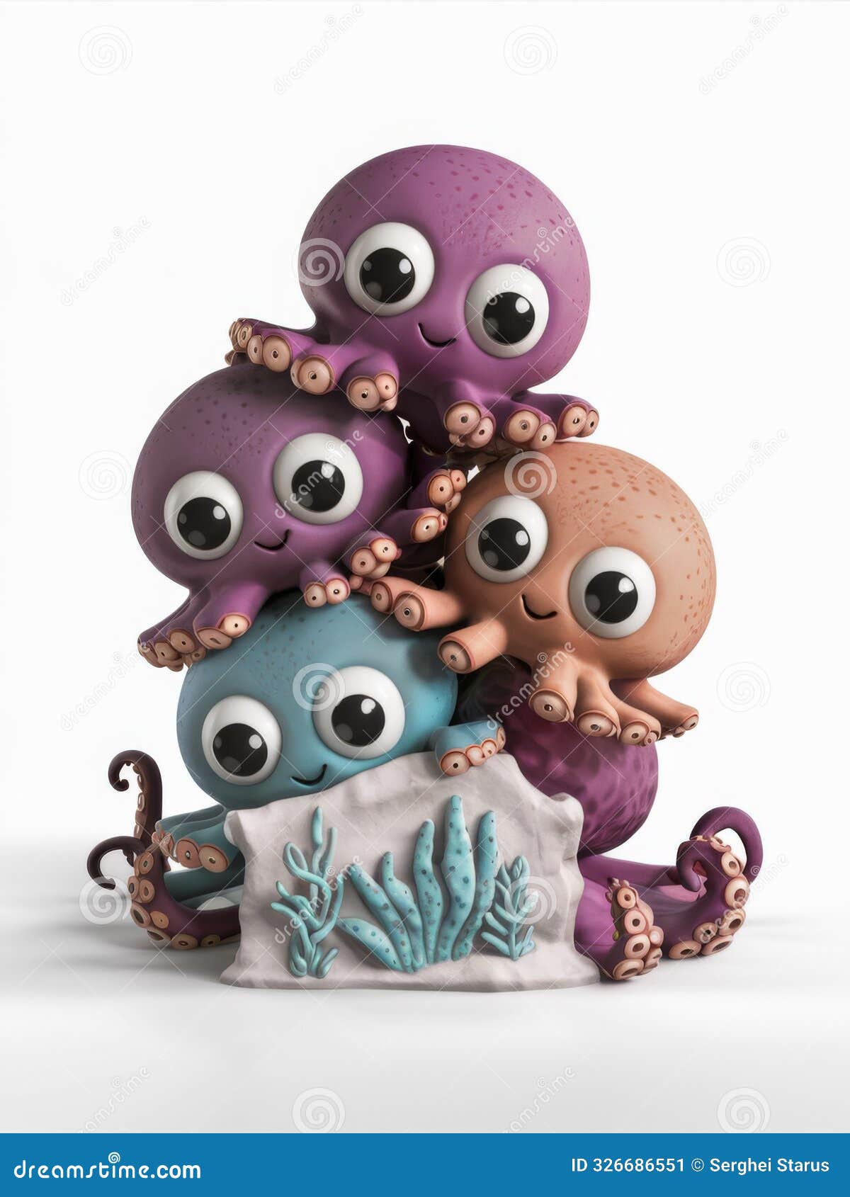 A Group of a Bunch of Octopus Sitting on Top of Each Other, AI Stock ...