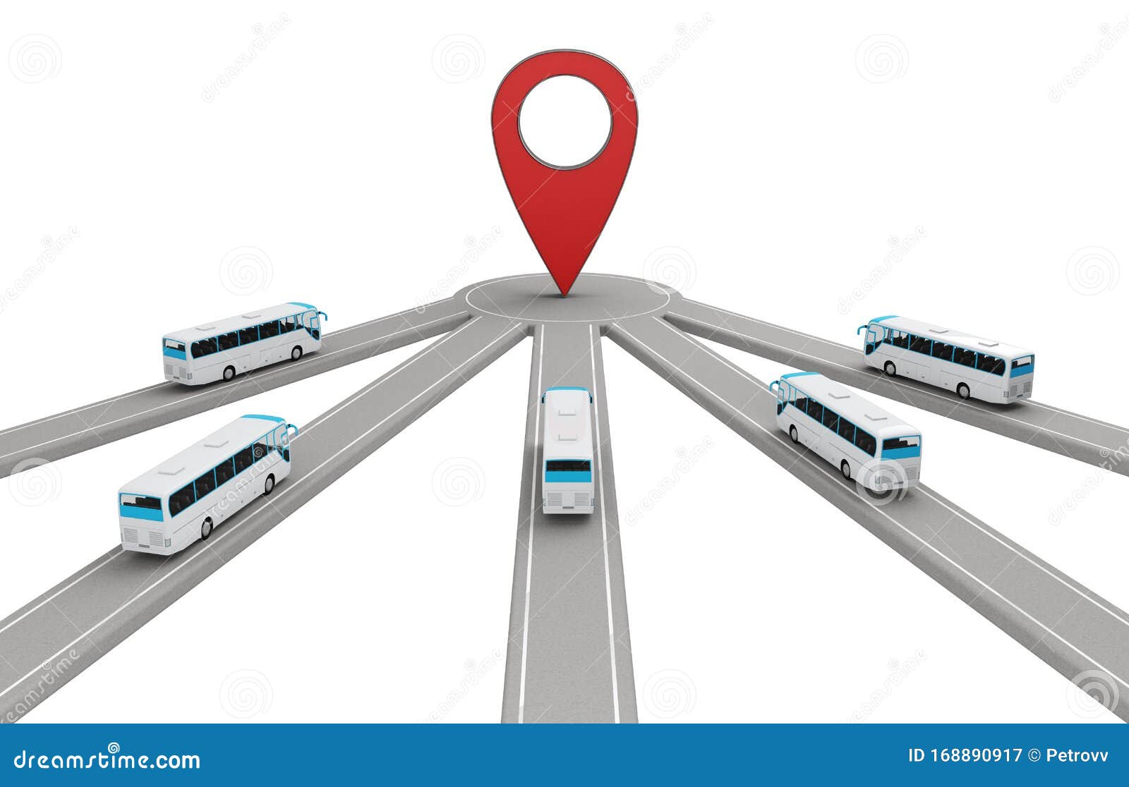 Group of Buses Rides in One Destination Stock Illustration ...
