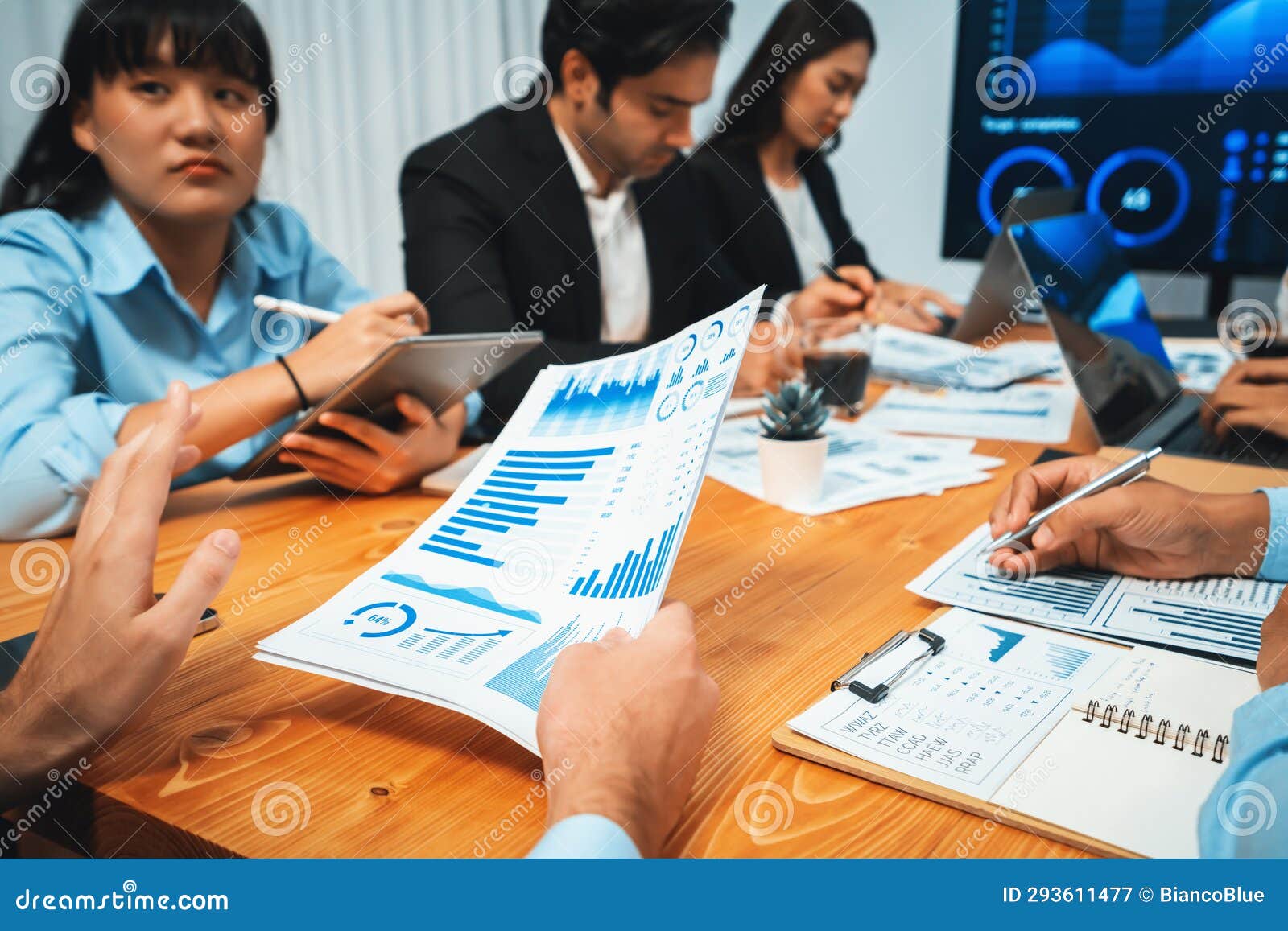 Group of Business Analyst Team Analyzing Financial Data Report ...