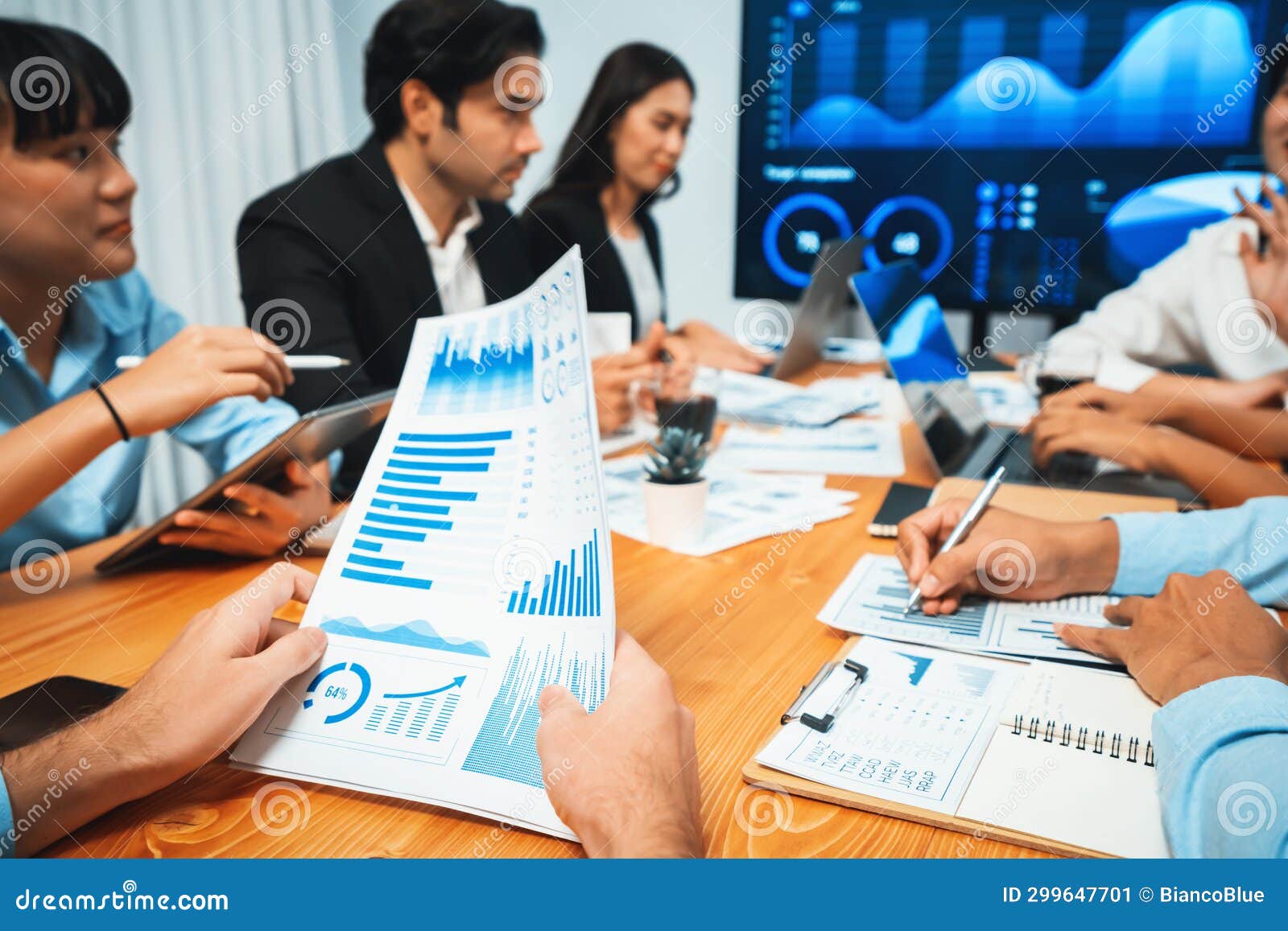 Group of Business Analyst Team Analyzing Financial Data Report ...