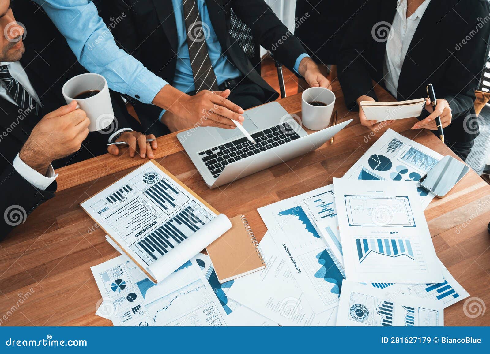 Group of Business Analyst Team Analyzing Financial Data Report ...