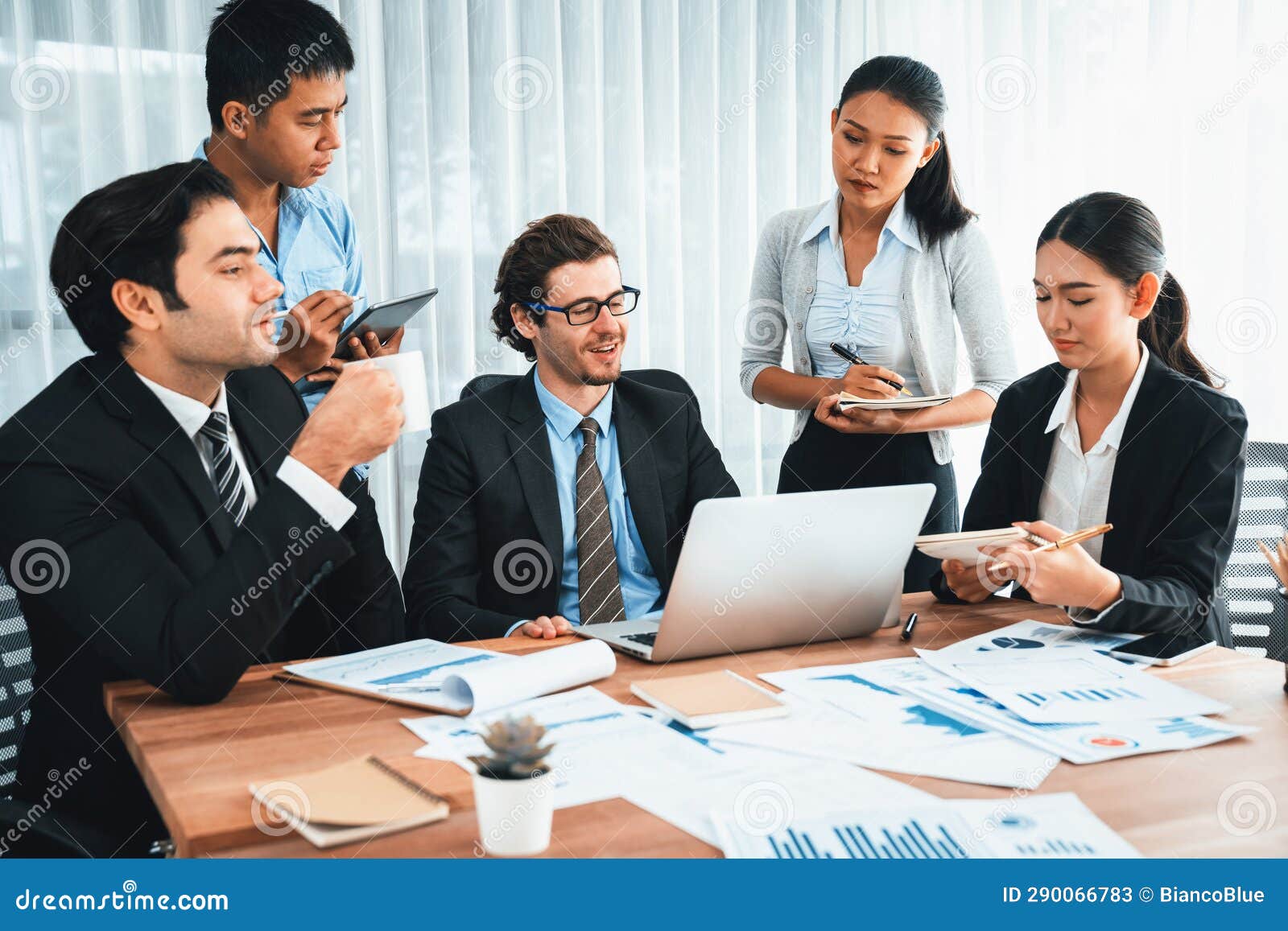 Group of Business Analyst Team Analyzing Financial Data Report ...