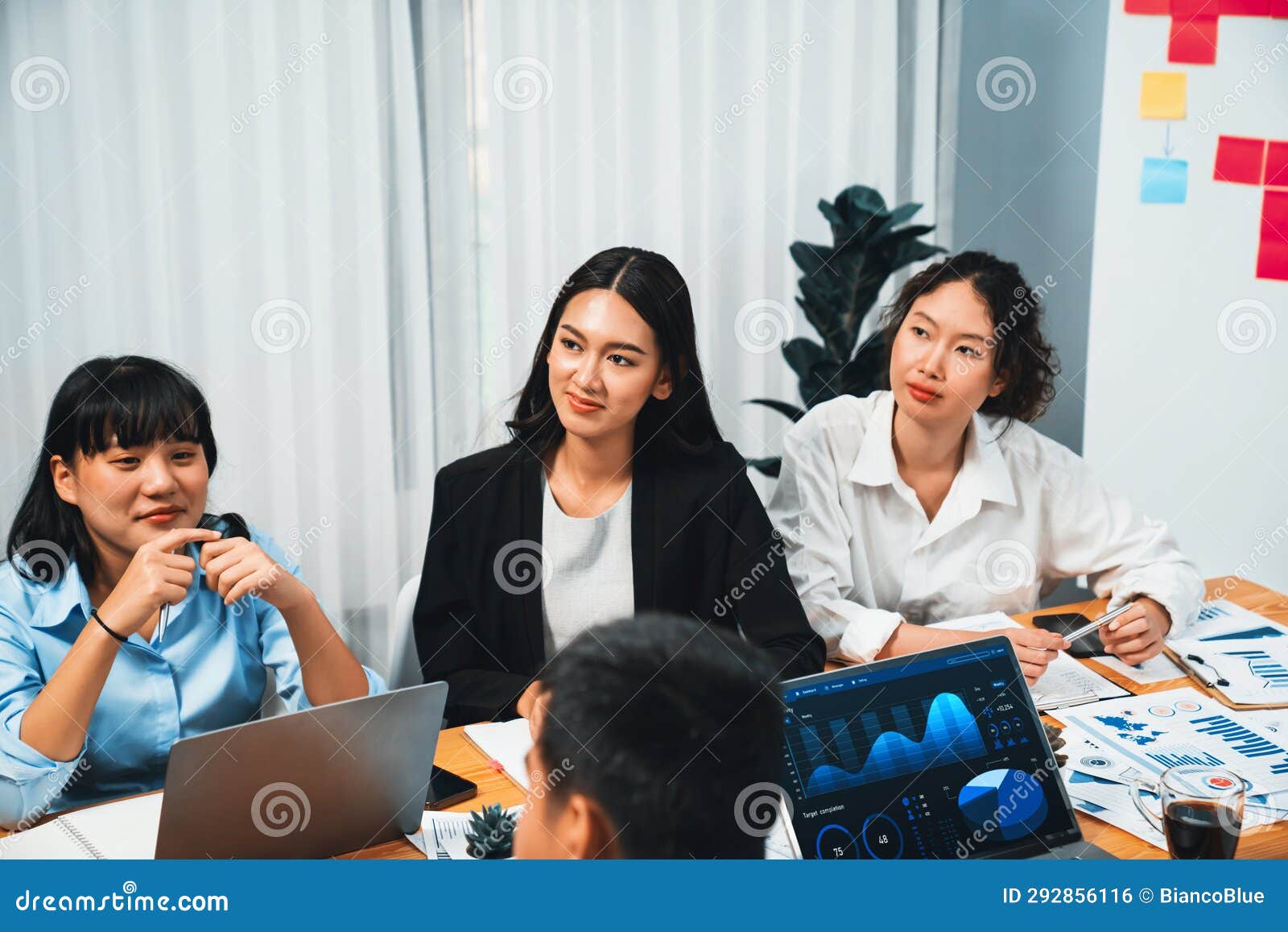 Group of Business Analyst Team Analyzing Financial Data Report ...