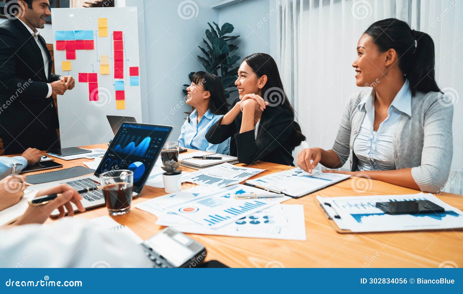 Group of Business Analyst Team Analyzing Financial Data Report ...