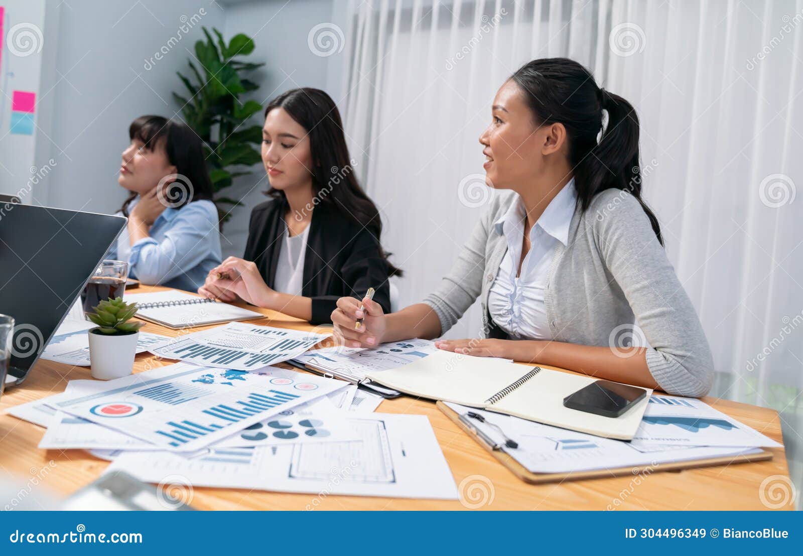 Group of Business Analyst Team Analyzing Financial Data Report ...