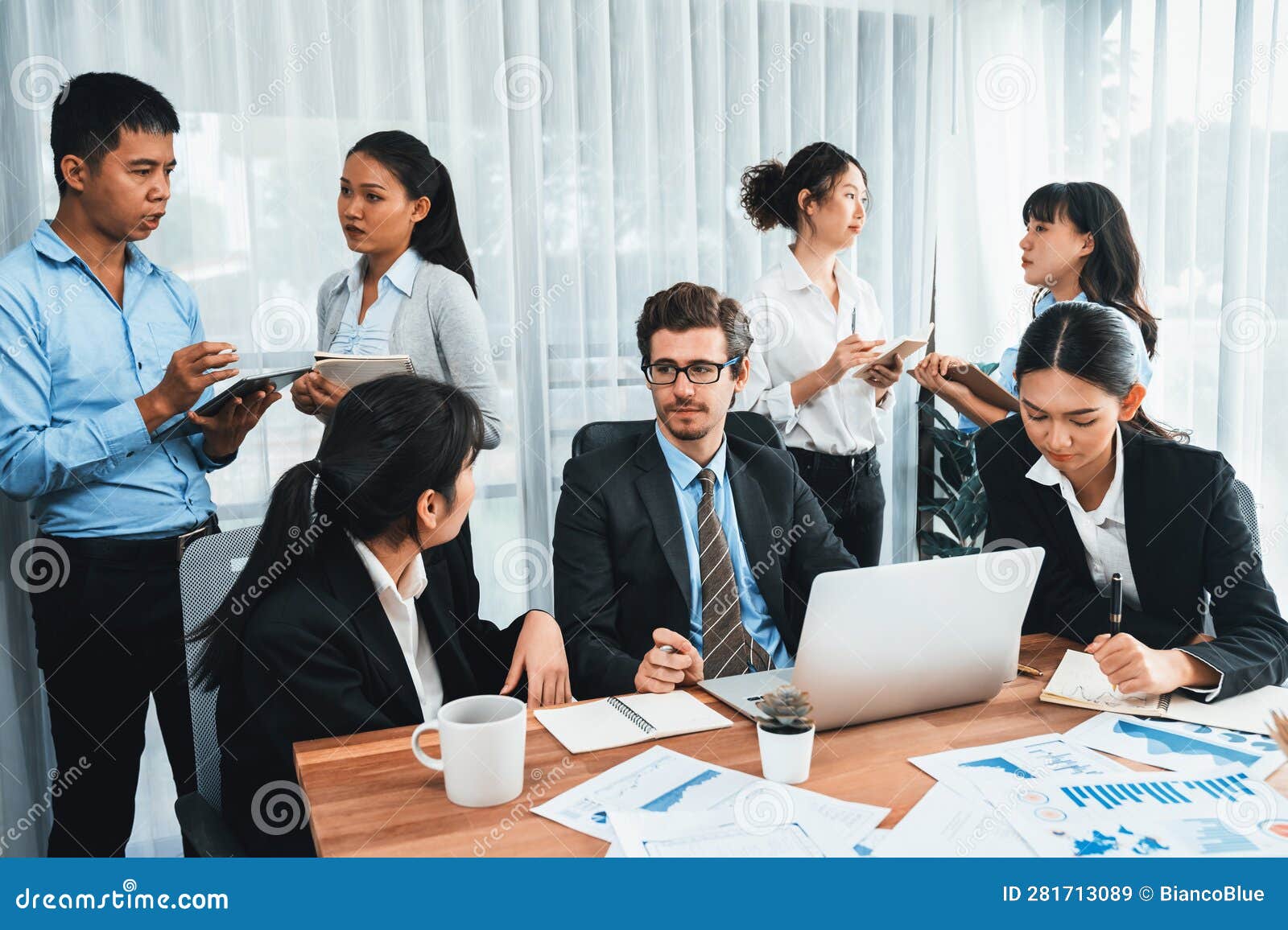 Group of Business Analyst Team Analyzing Financial Data Report ...