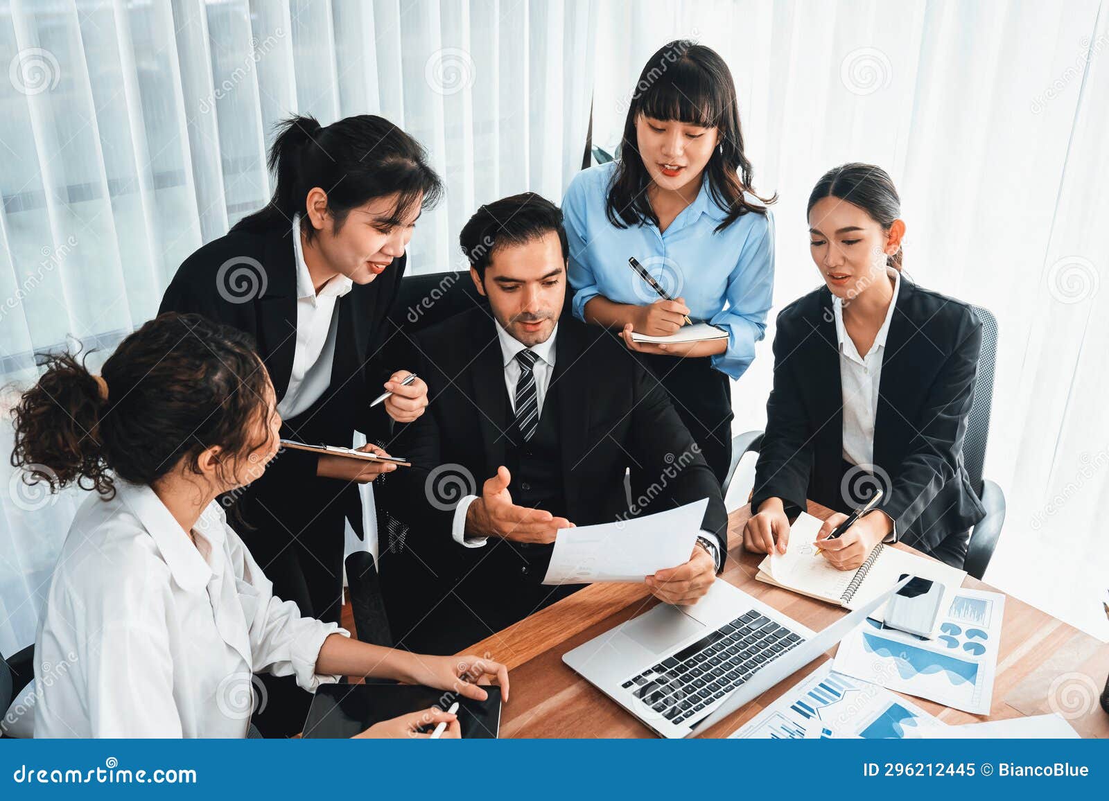 Group of Business Analyst Team Analyzing Financial Data Report ...