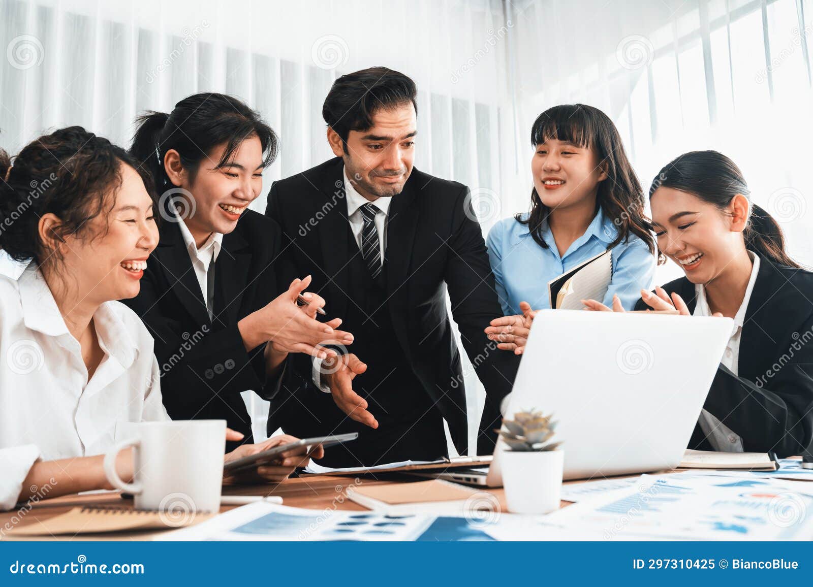 Group of Business Analyst Team Analyzing Financial Data Report ...