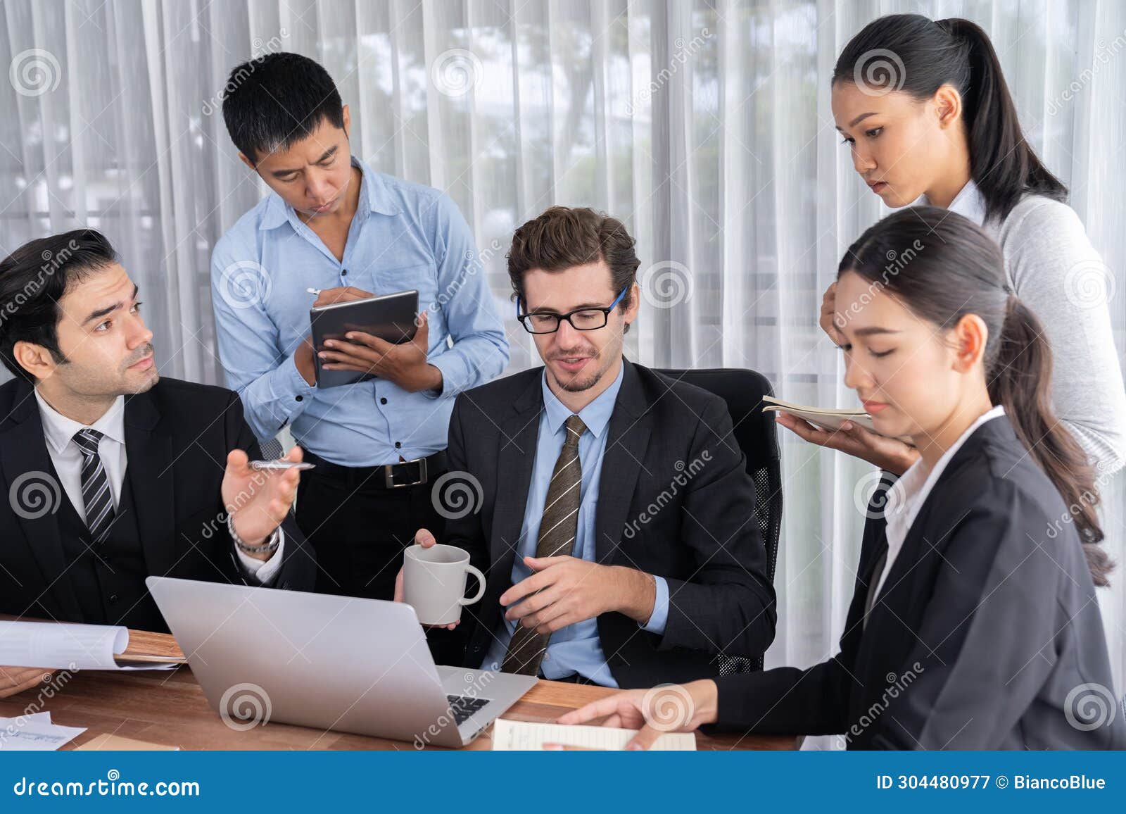 Group of Business Analyst Team Analyzing Financial Data Report ...
