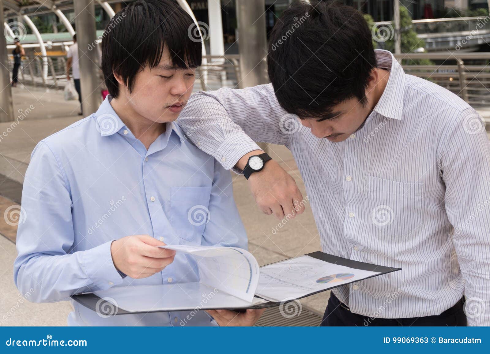 Group of Business Asian People Standing and Talking about Report Stock ...