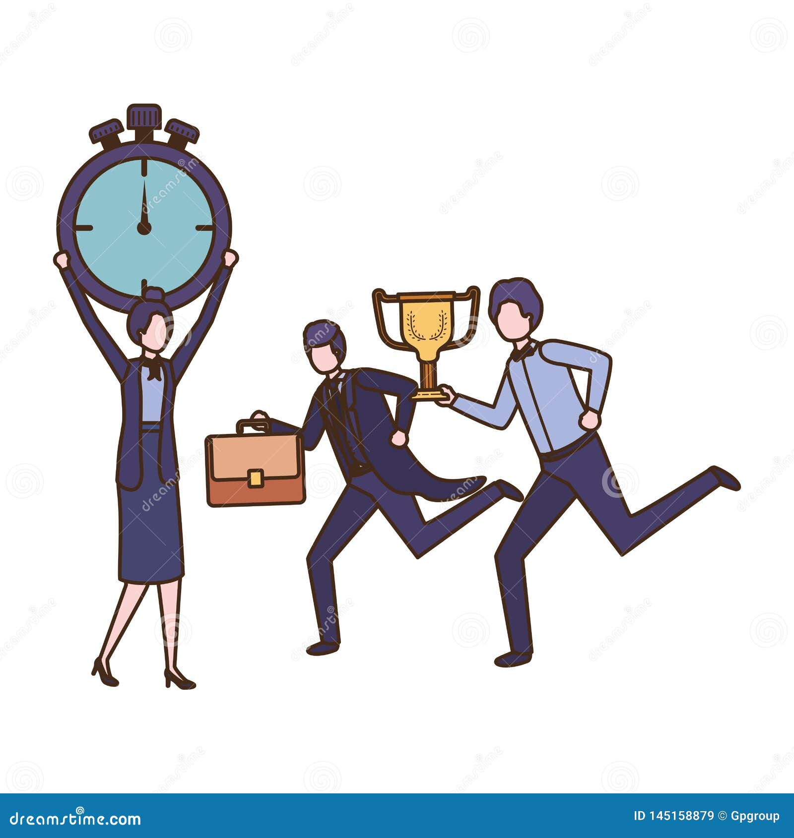 Group of Business with Clock and Trophy Avatar Character Stock Vector ...