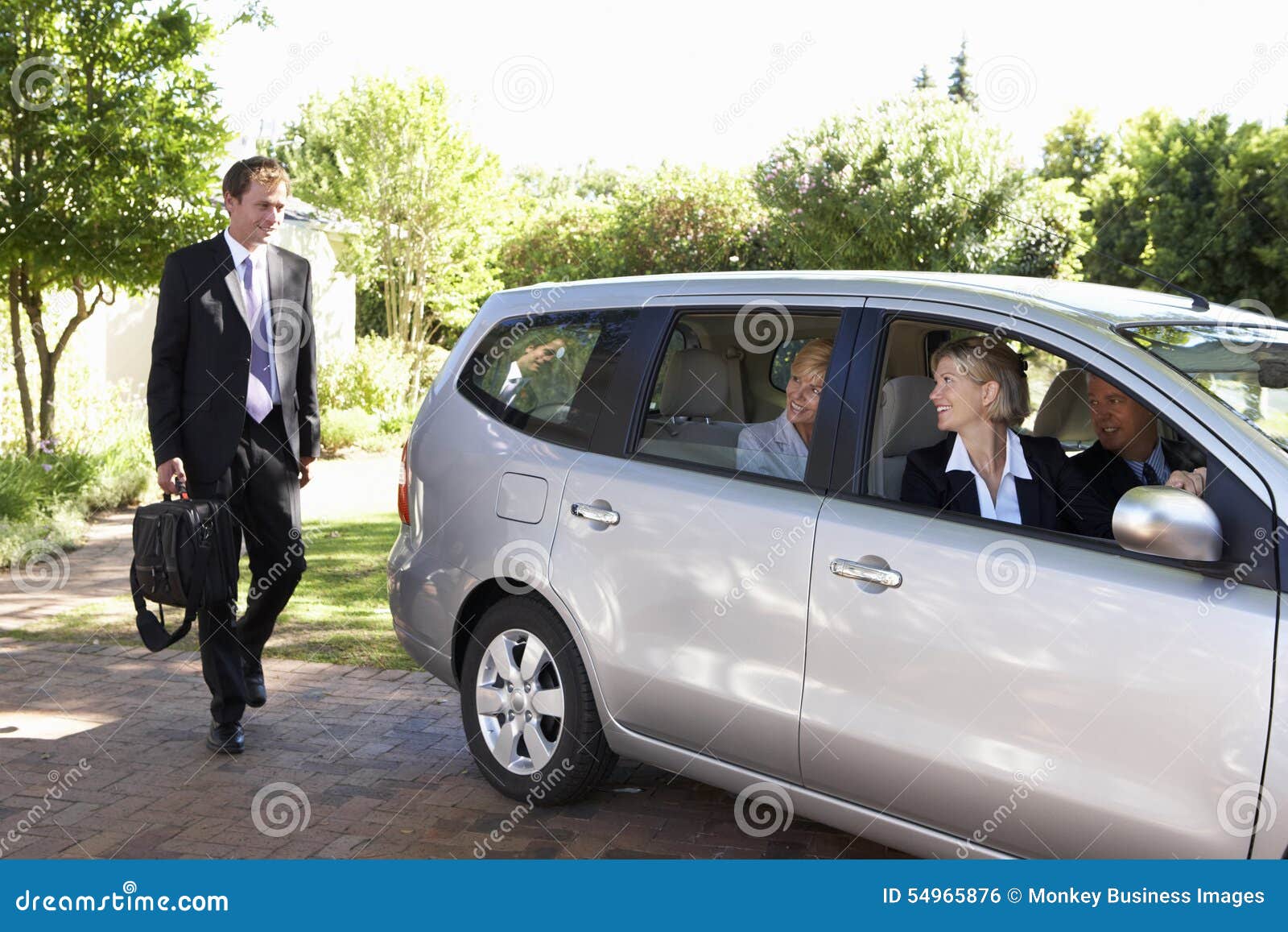 Group of Business Colleagues Car Pooling Journey into Work Stock Photo ...