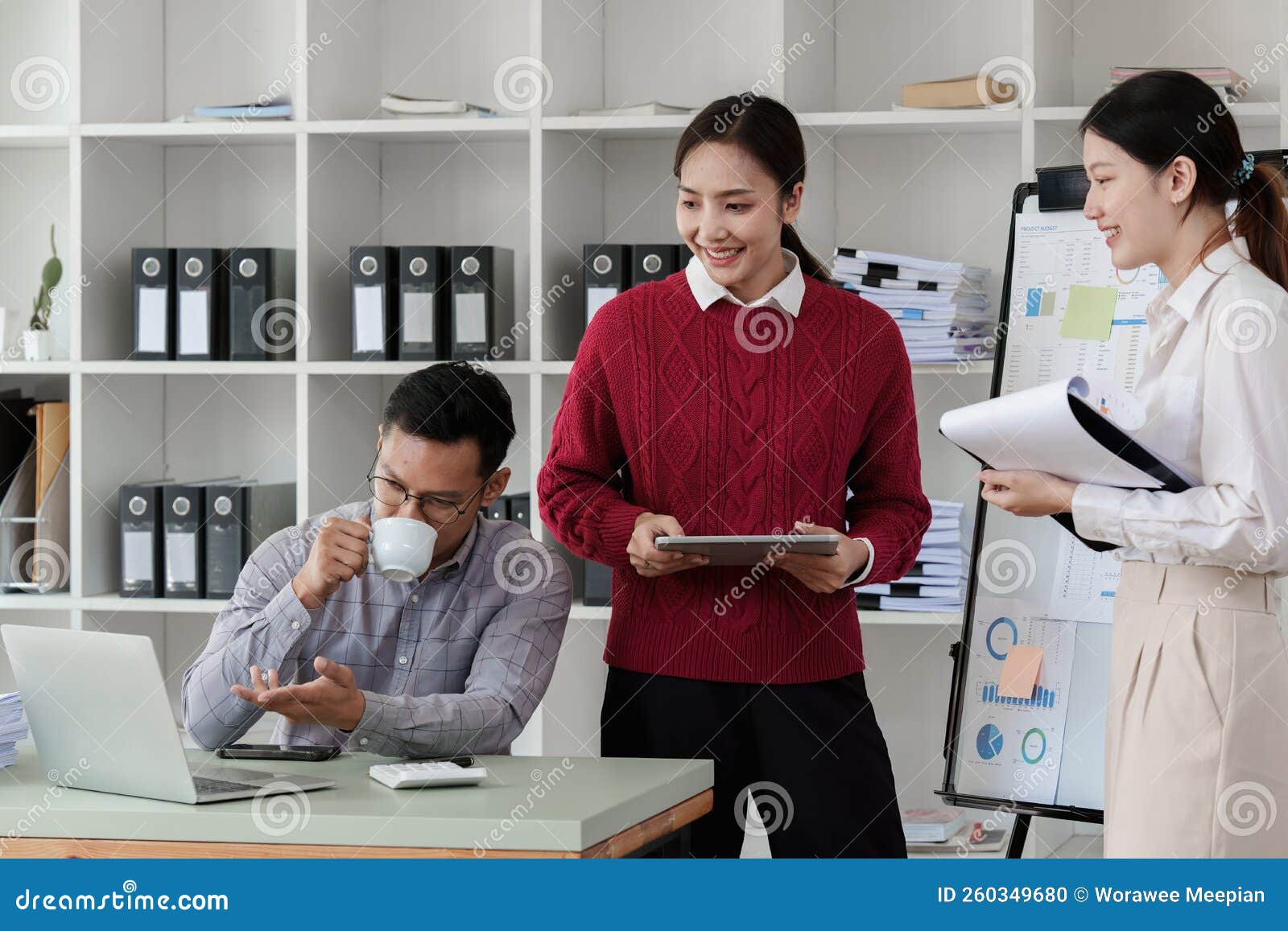 Group of Business Consultant Working Management Big Data and Analyze ...