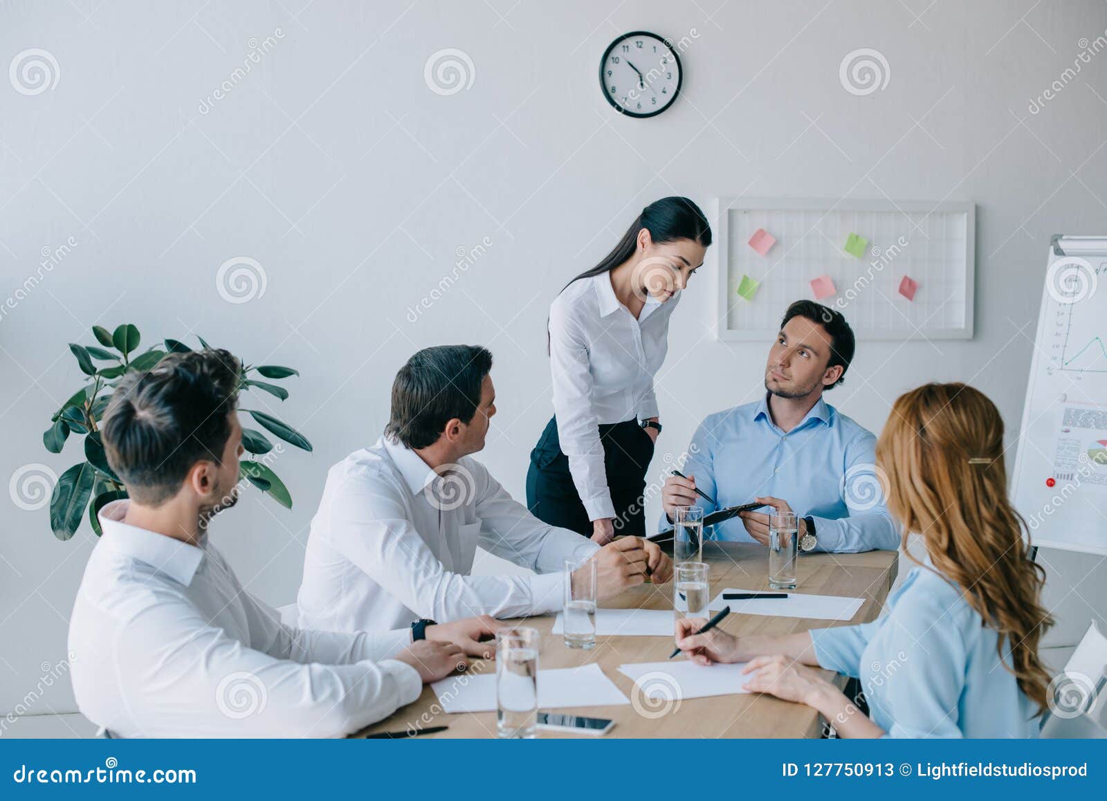 Group of Business Coworkers Having Business Training at Workplace Stock ...