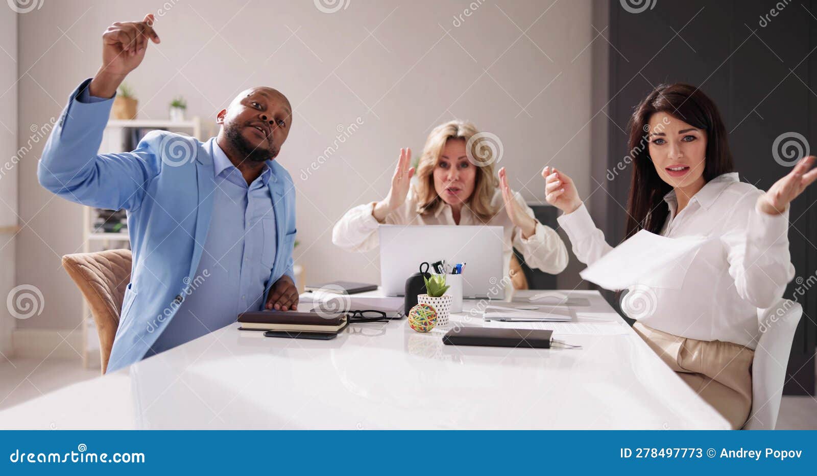 Group of Business Executives Complaining Toward Camera Stock Image ...