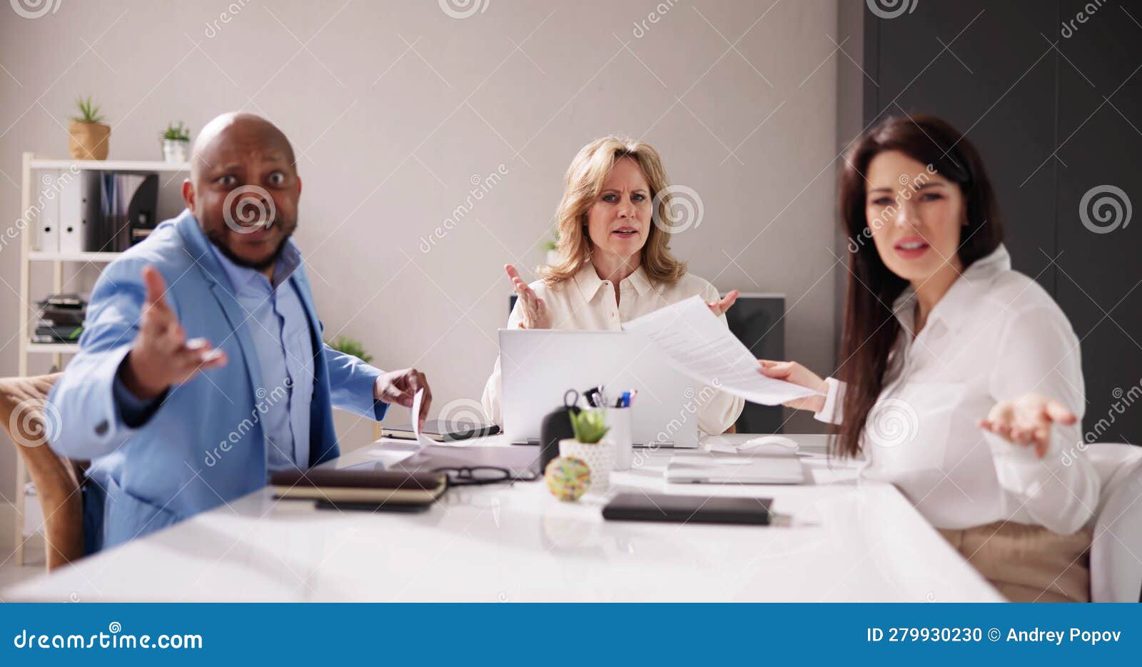Group of Business Executives Complaining Toward Camera Stock Photo ...