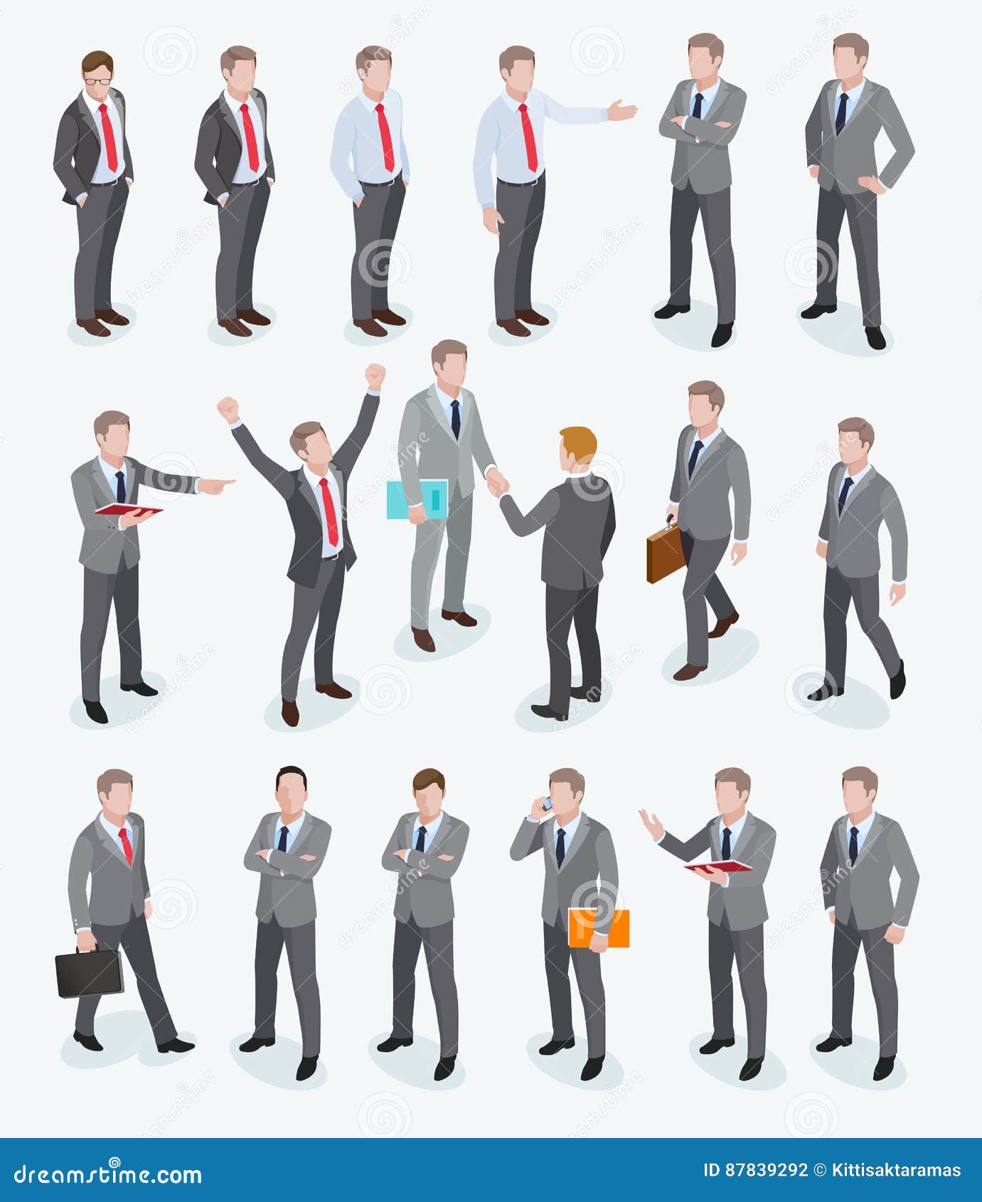 Group of Business Man Isometric Design. Stock Vector - Illustration of ...