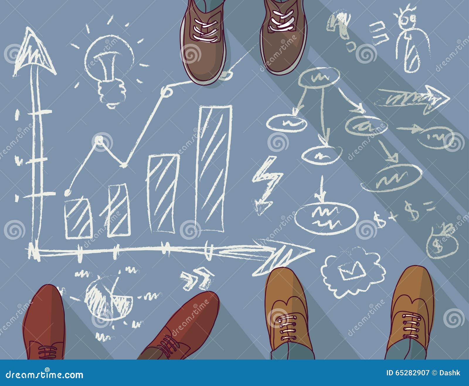 Group Business Man Presentation Drawing Doodles. Stock Vector ...