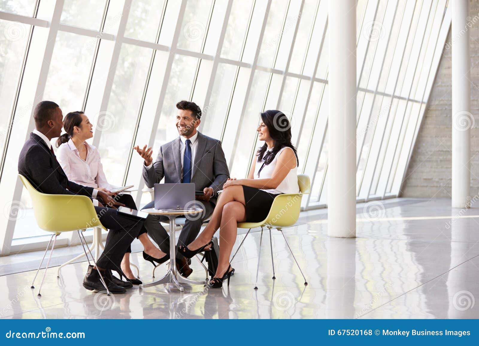 Group Business Meeting in Reception of Modern Office Stock Photo ...