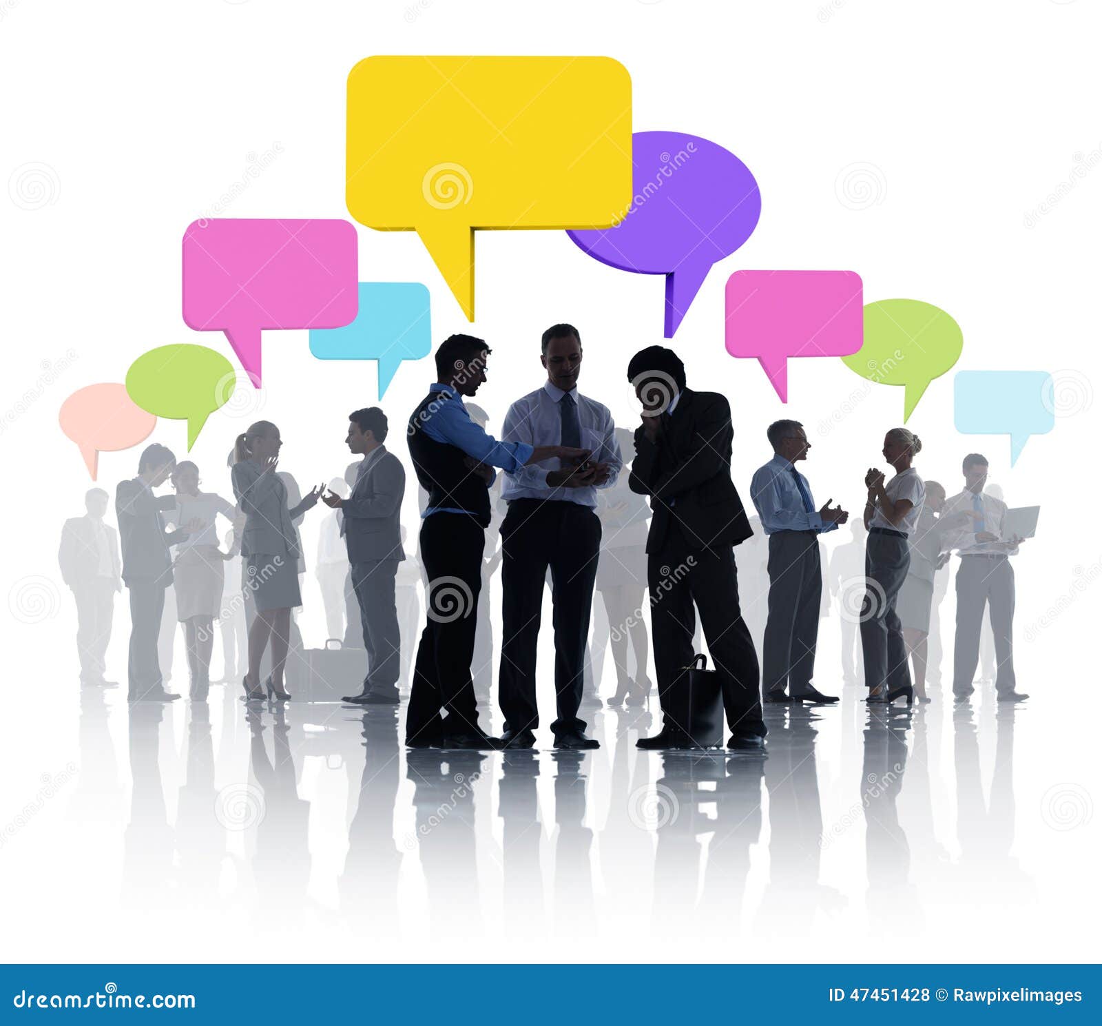 Group of Business Meeting with Speech Bubbles Stock Photo - Image of ...