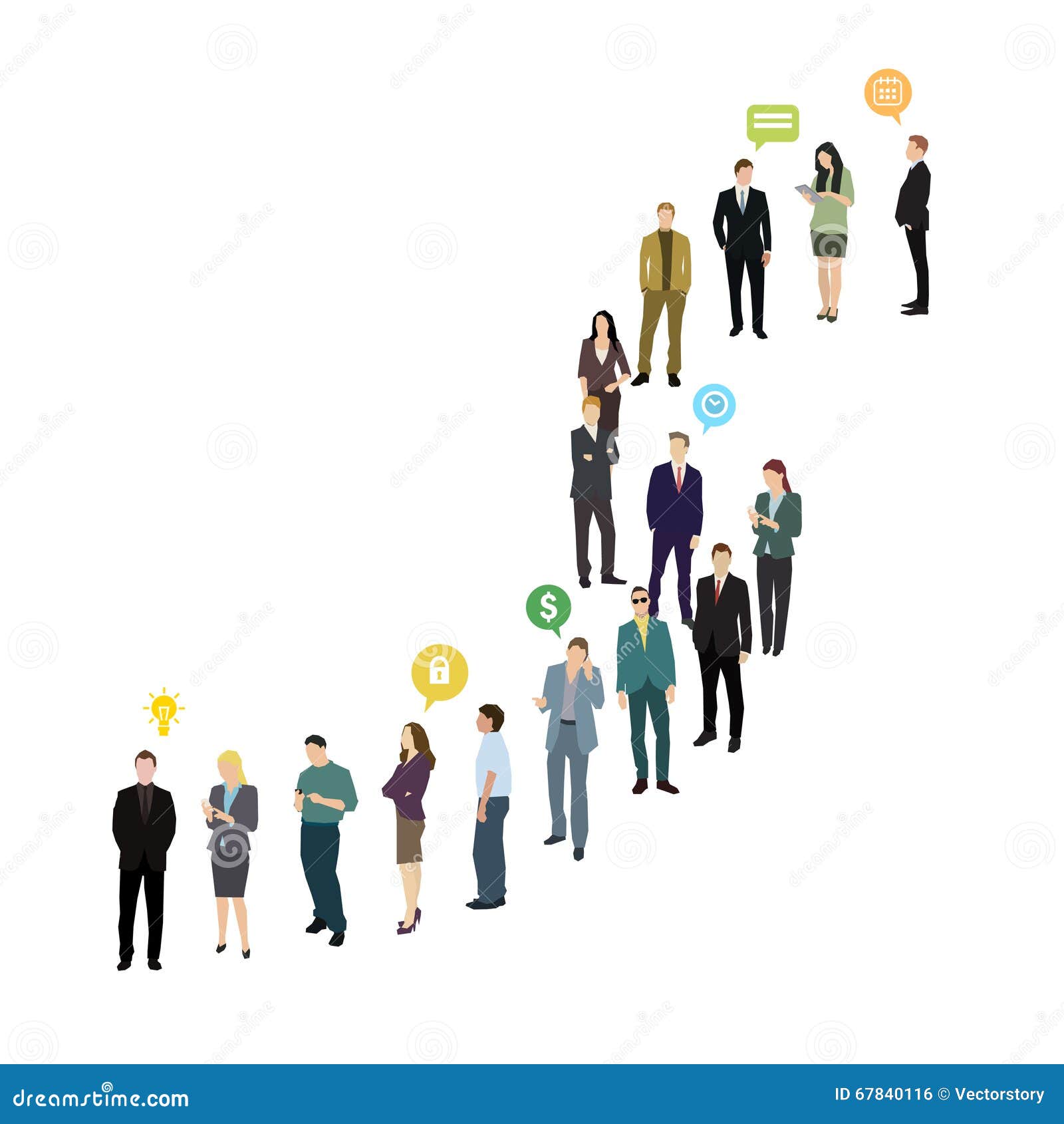 Group of Business and Office People Standing in Line Stock Vector ...