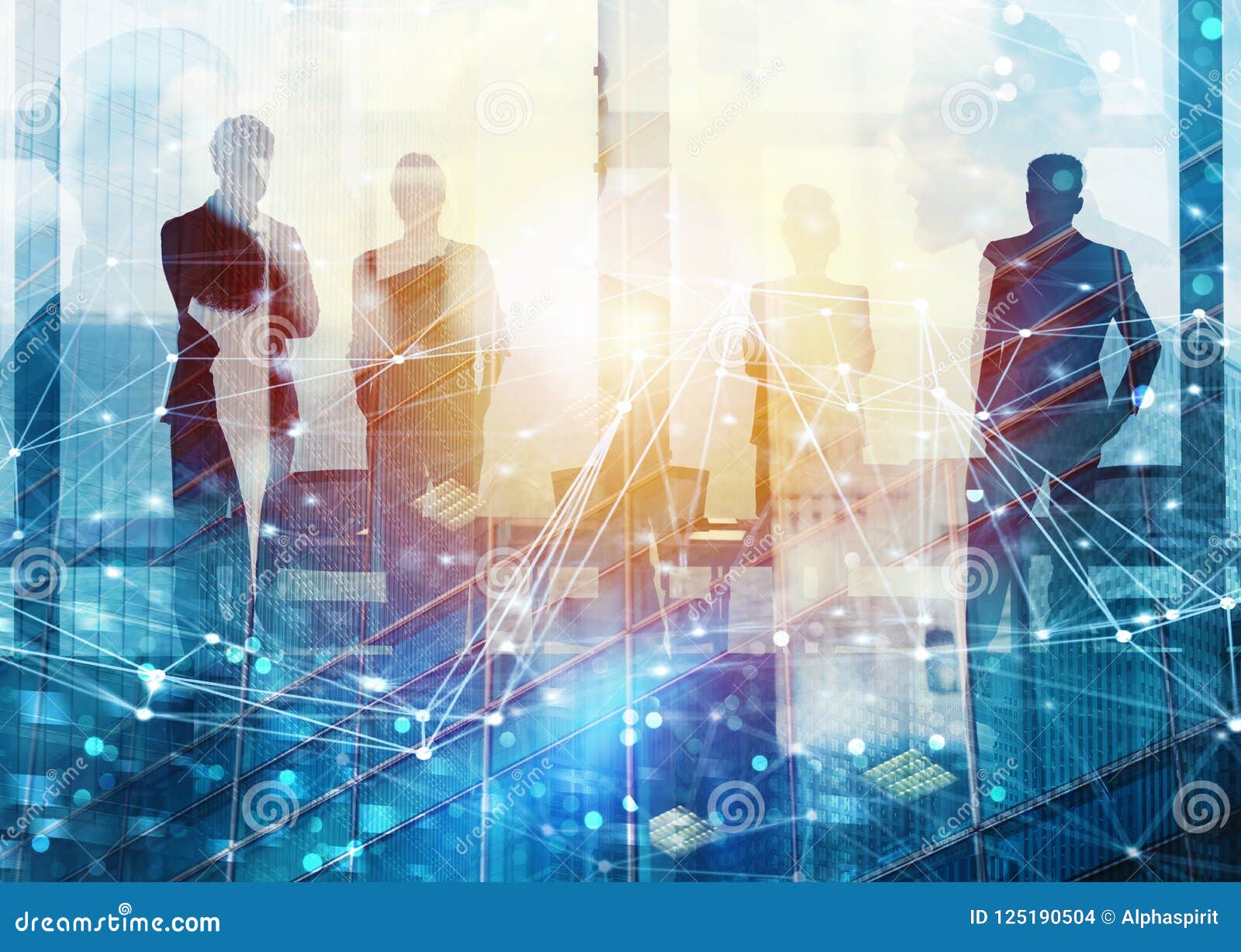 Group of Business Partner Looking for the Future with Network Digital ...