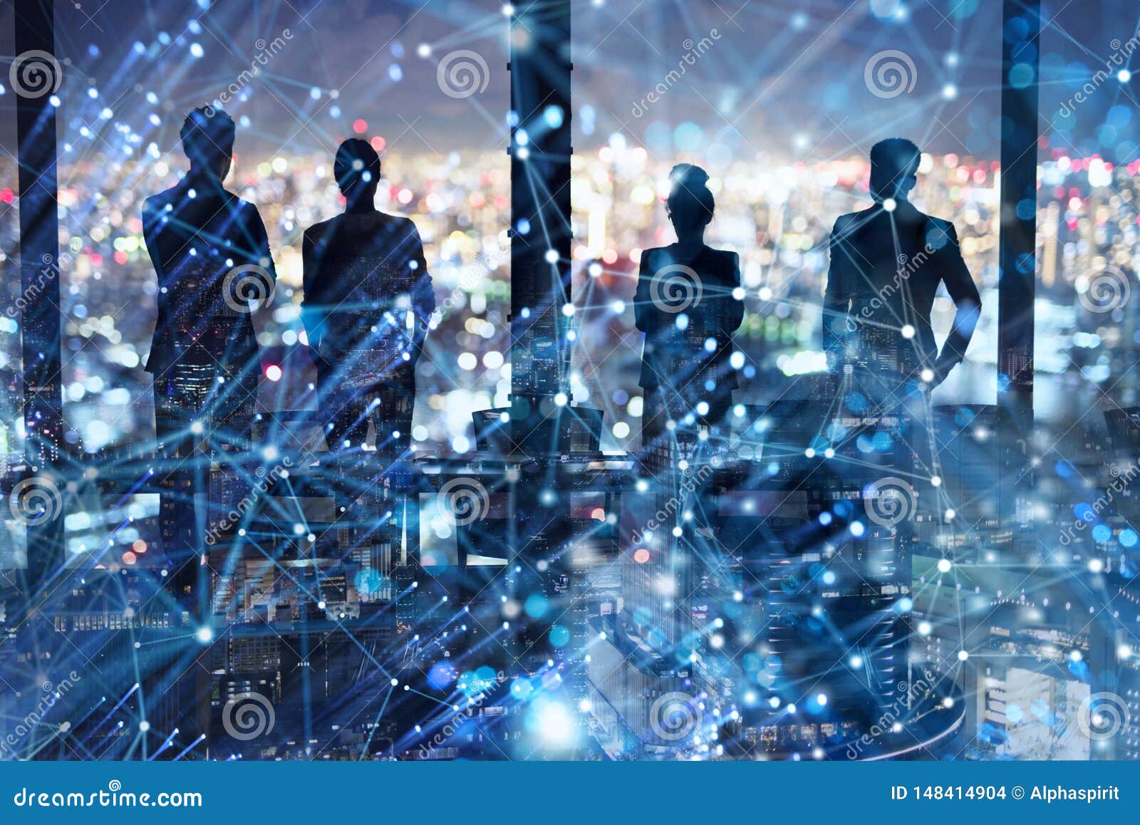 Group of Business Partner Looking for the Future with Network Digital ...