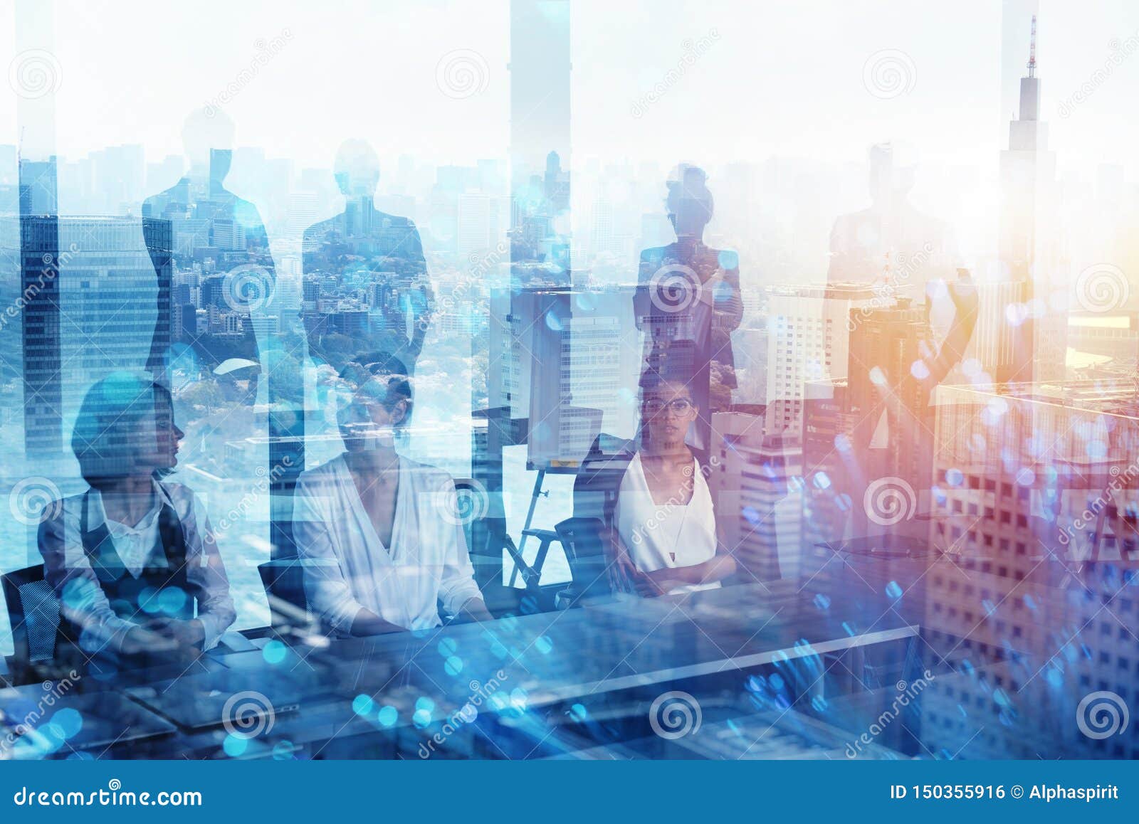 Group of Business Partner Looking for the Future with Network Digital ...