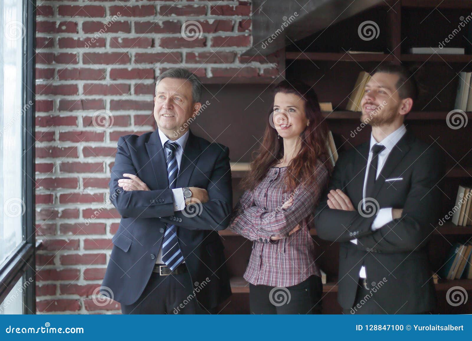 Group of Business Partners Standing in Office. Stock Photo - Image of ...