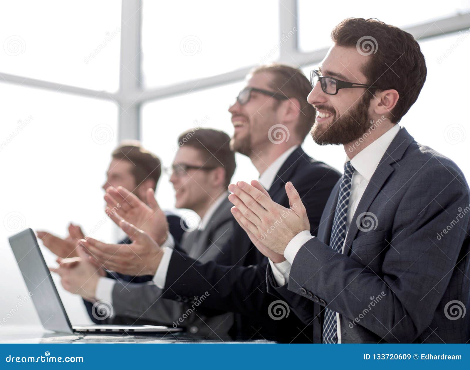 Group Of Business People Applauding Sitting At His Desk Stock Image ... Group Of Business People Applauding Sitting At His Desk Stock Image ...