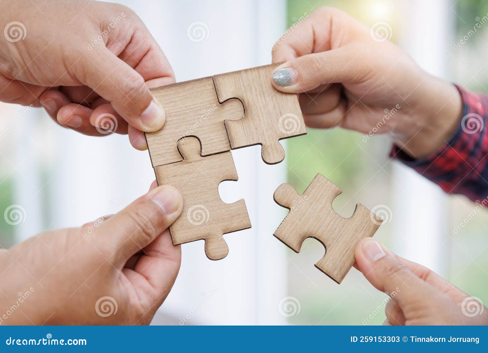 Group of Business People Assembling Jigsaw Puzzle and Represent Team ...