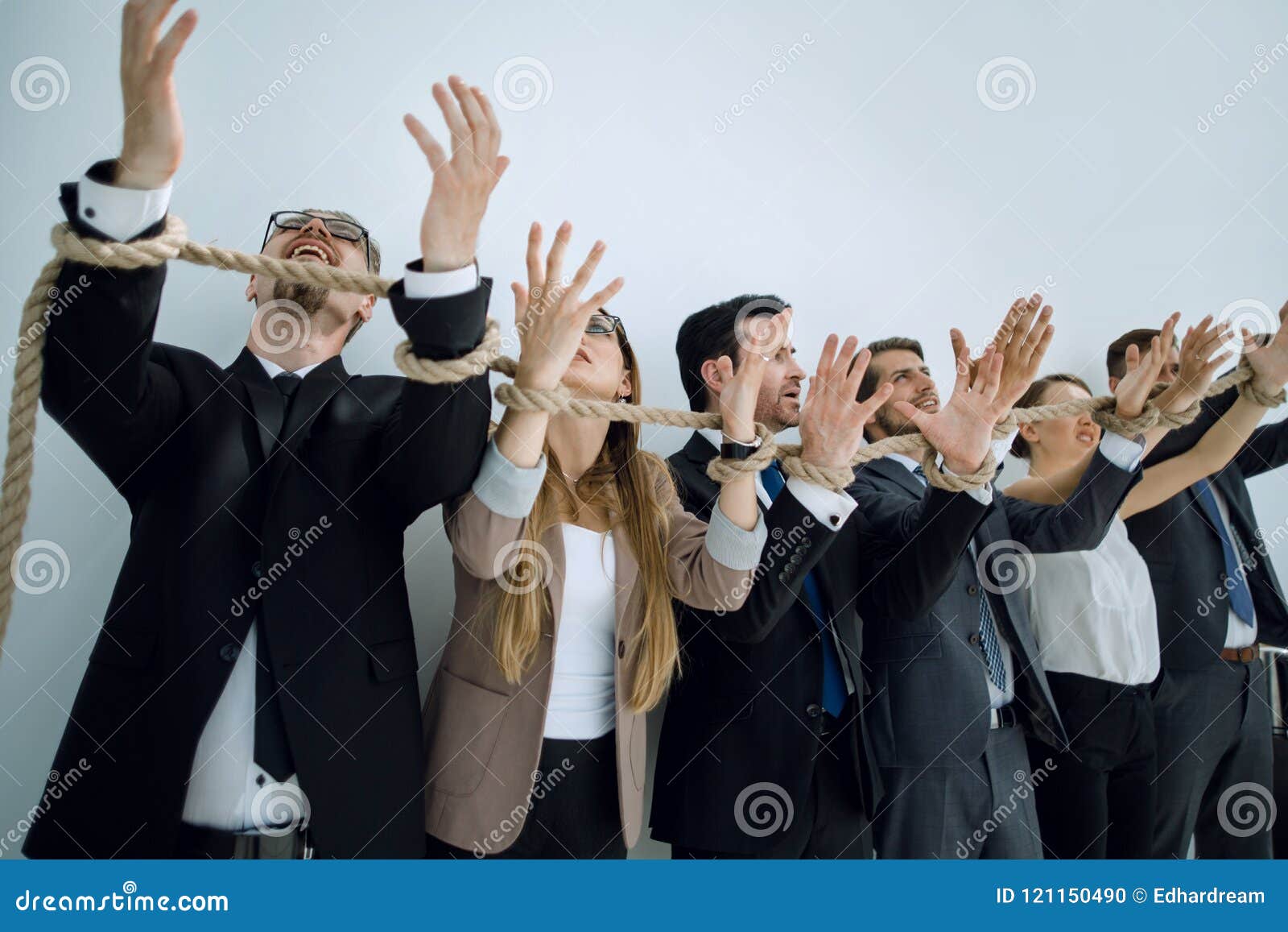 People Pulling and Connected with the Concept of a Rope Stock Photo ...