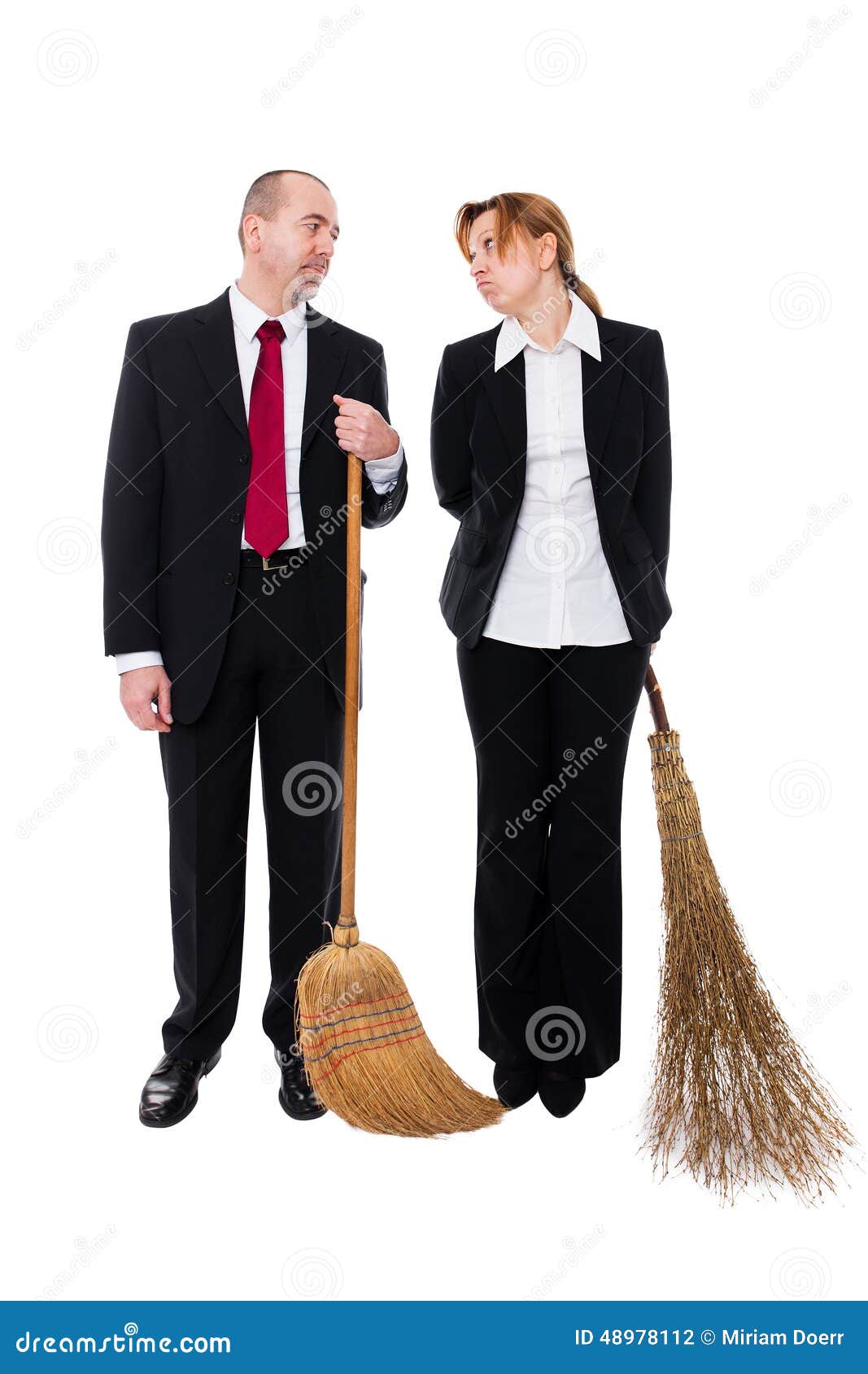 Group of Business People with Brooms Stock Photo - Image of employer ...