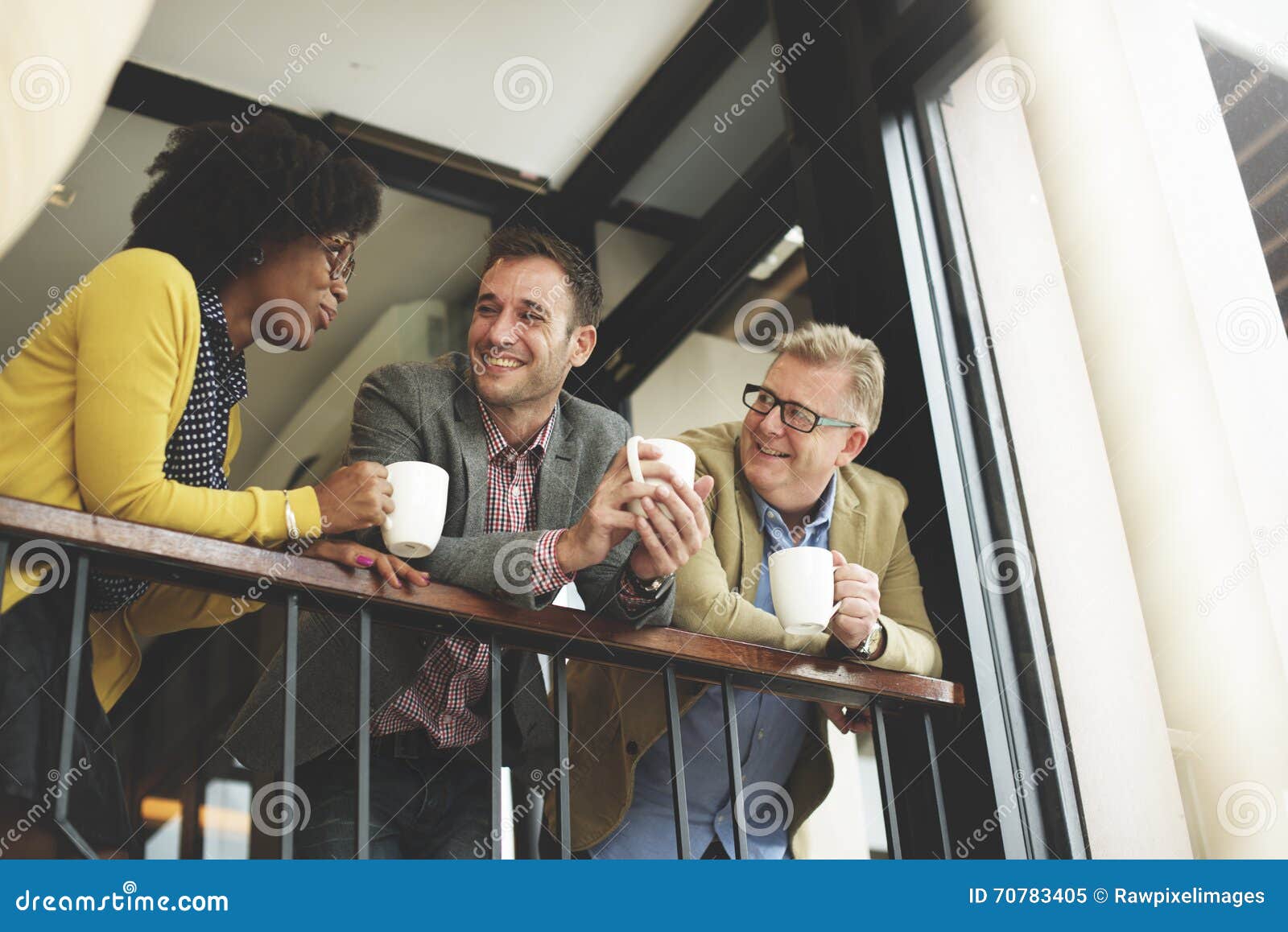 Group Business People Chatting Balcony Concept Stock Image - Image of ...