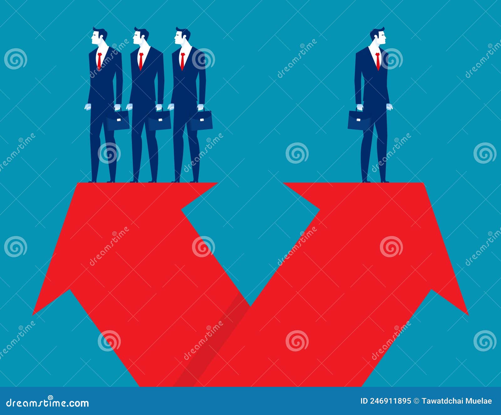 Group of Business People Choose the Right and Left Arrow. Business ...