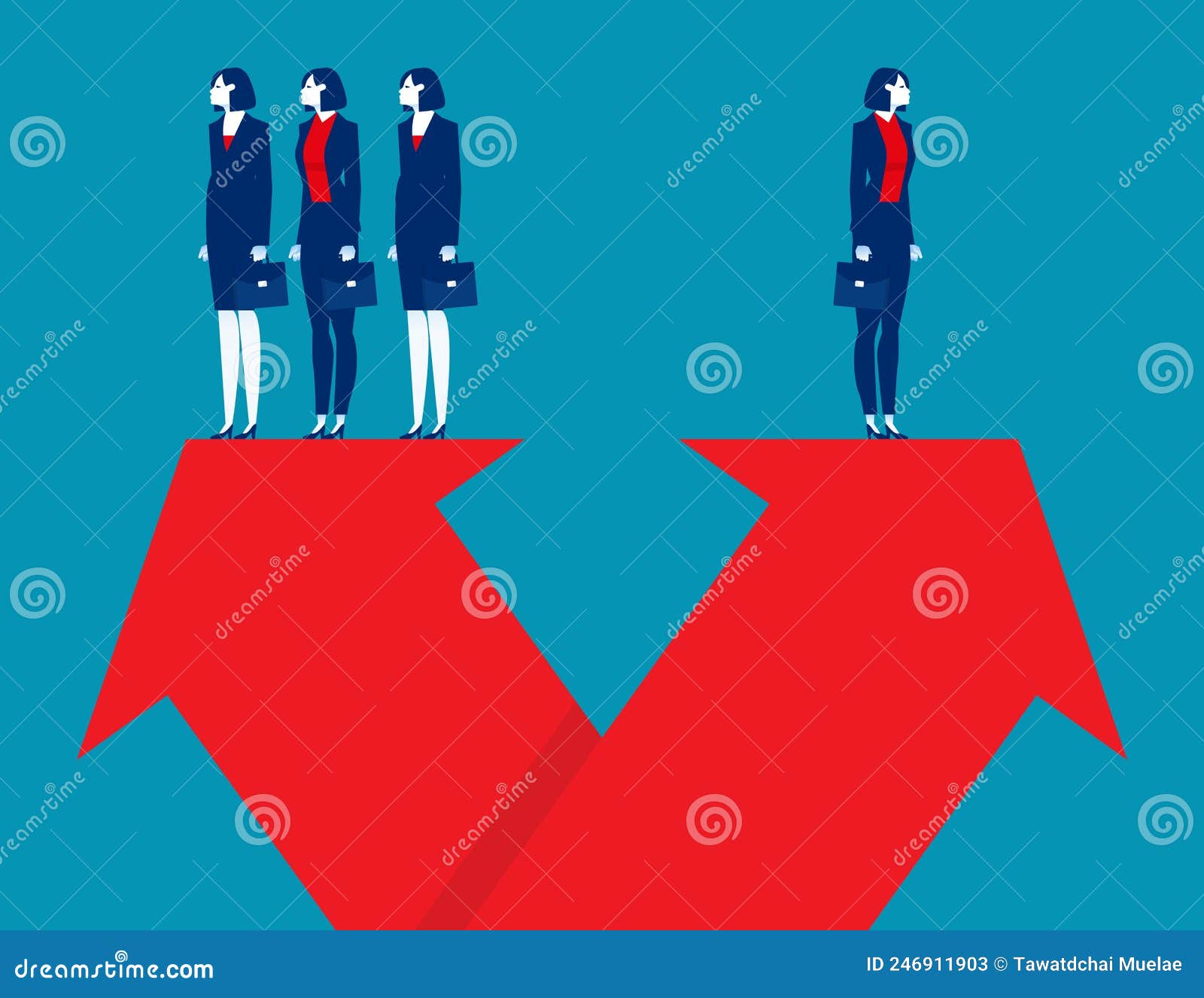 Group of Business People Choose the Right and Left Arrow. Business ...