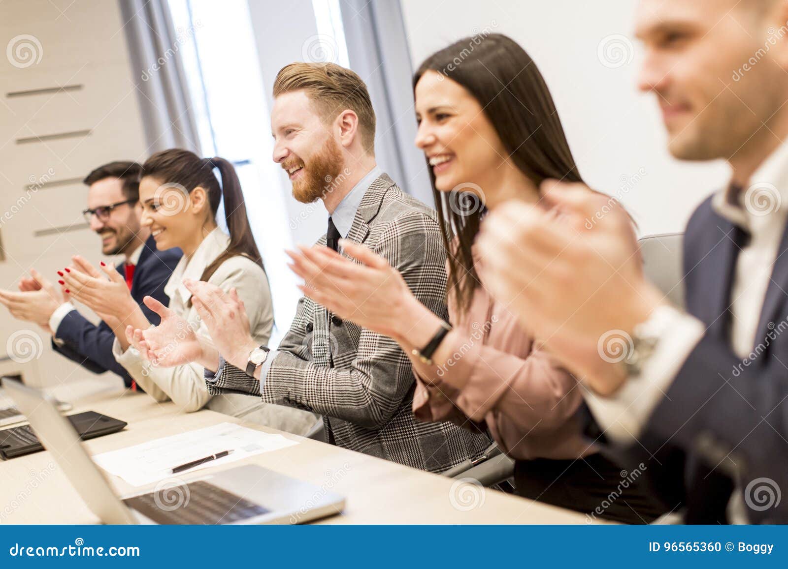 Group of Business People Clapping Their Hands at the Meeting Stock ...