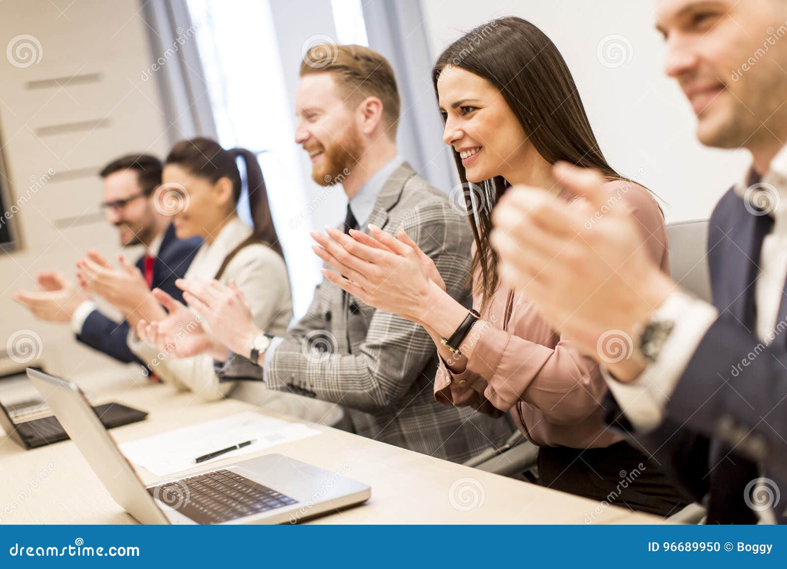 Group of Business People Clapping Their Hands at the Meeting Stock ...