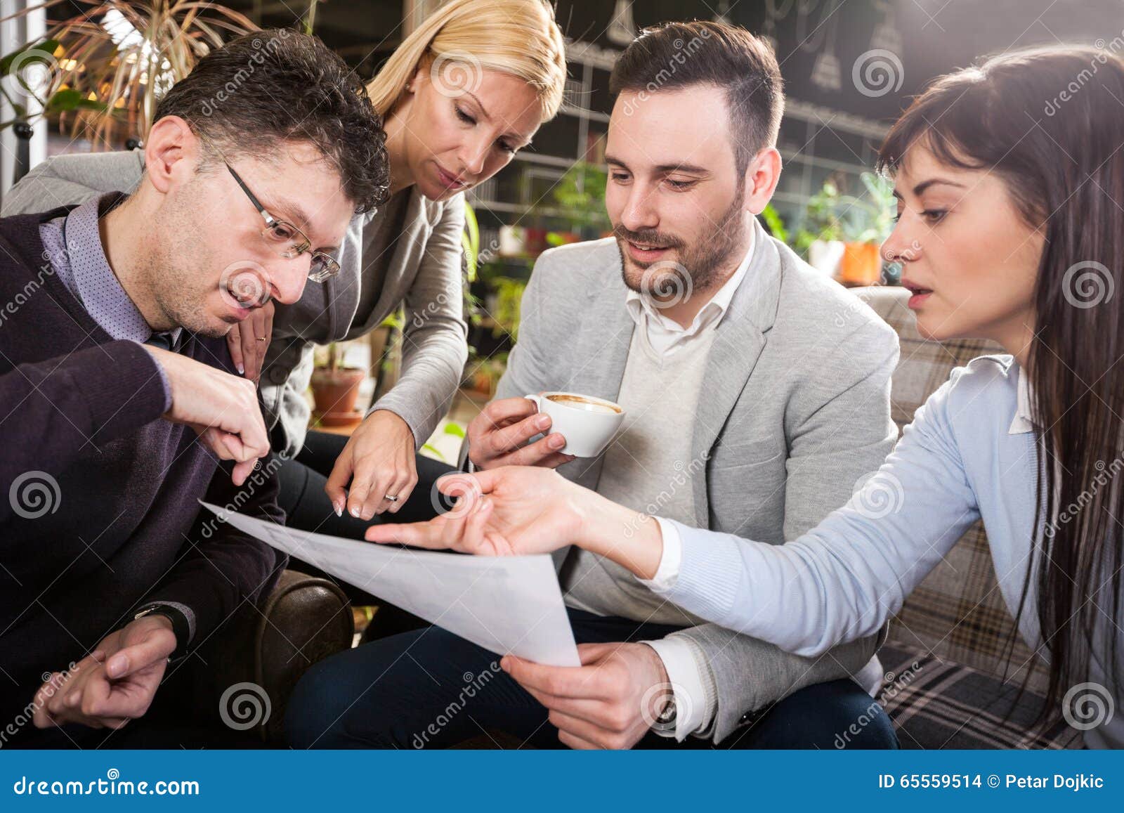 Group of Business People in Coffee Shop Stock Photo - Image of ...