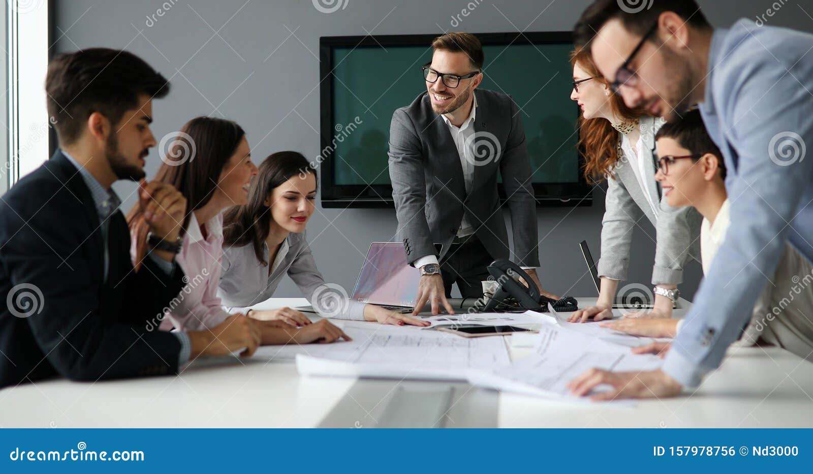 Group of Business People Collaborating in Office Stock Photo - Image of ...