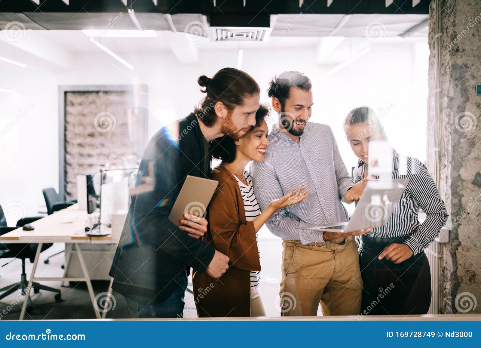 Group of Business People Collaborating on Project in Office Stock Image ...