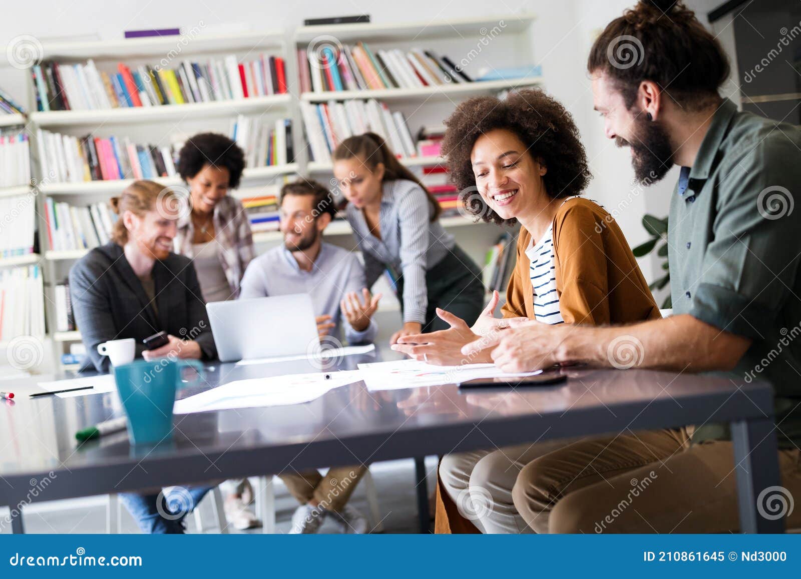 Group of Business People Collaborating on Project in Office Stock Image ...