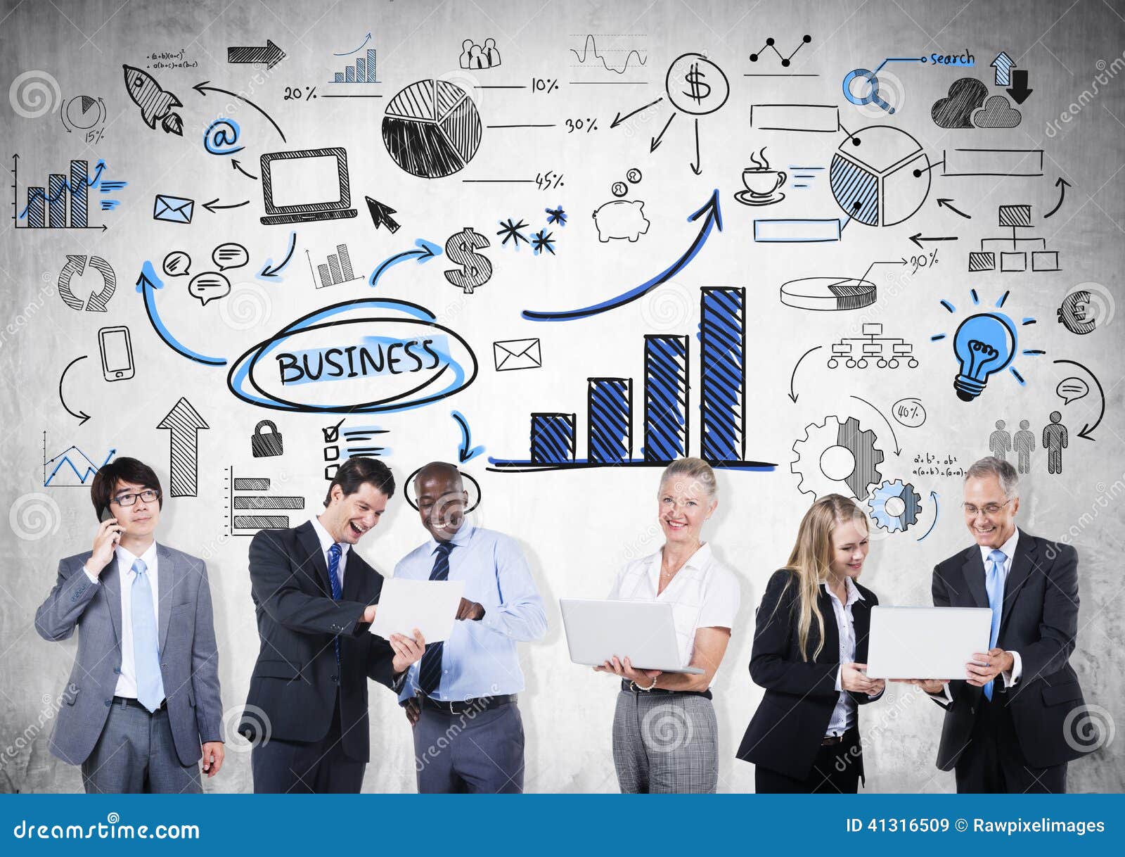 Group of Business People in Communications Stock Image - Image of adult ...