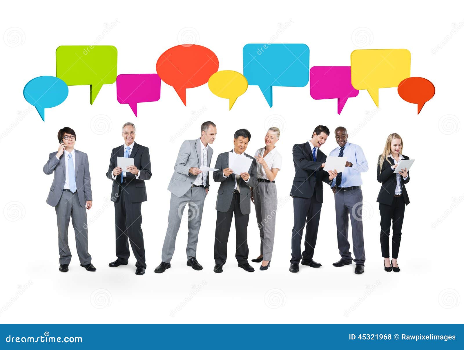 Group of Business People Communications with Speech Bubbles Stock Photo ...