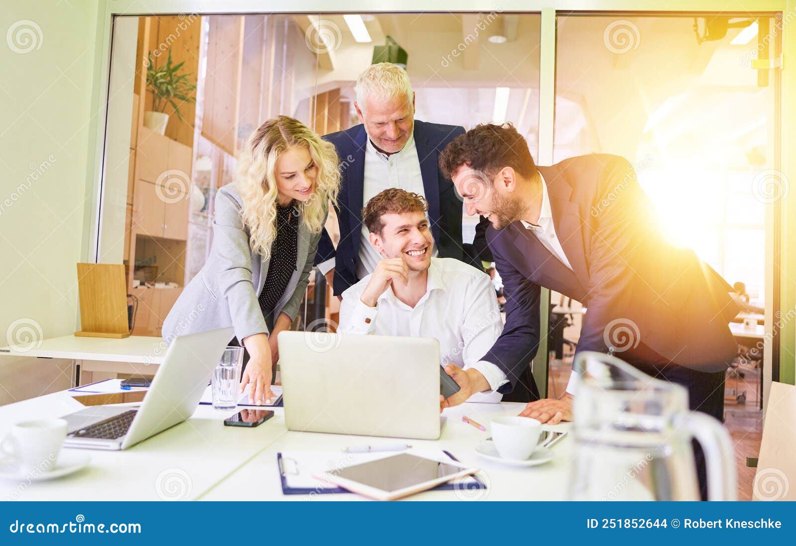 Group of Business People at the Computer As a Team in Meeting Stock ...