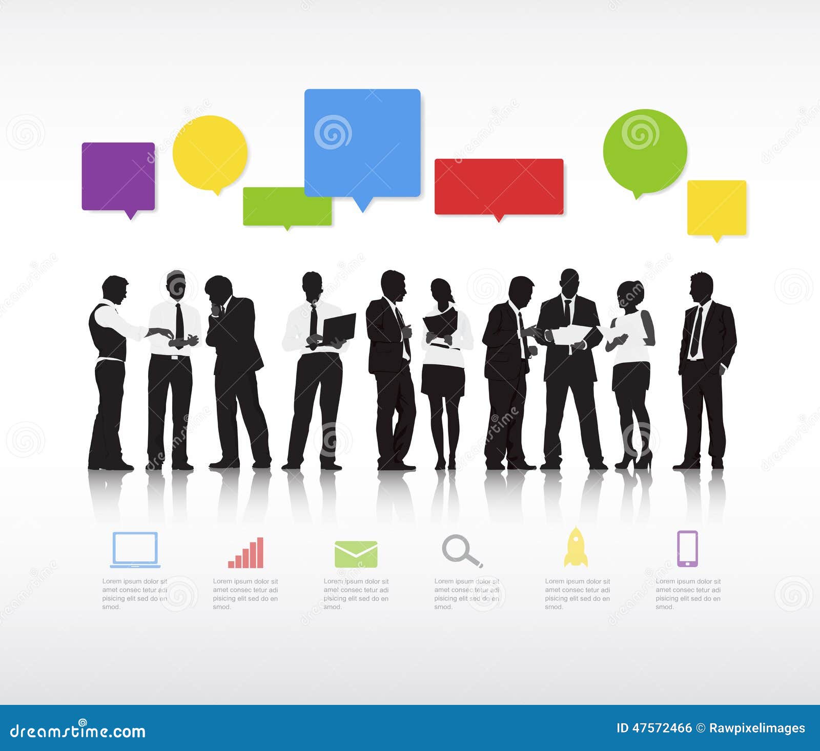 Group of Business People and Computer Icons Stock Illustration ...