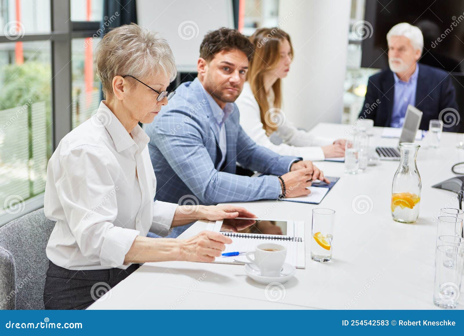 Group of Business People at Conference Table in Meeting Stock Image ...