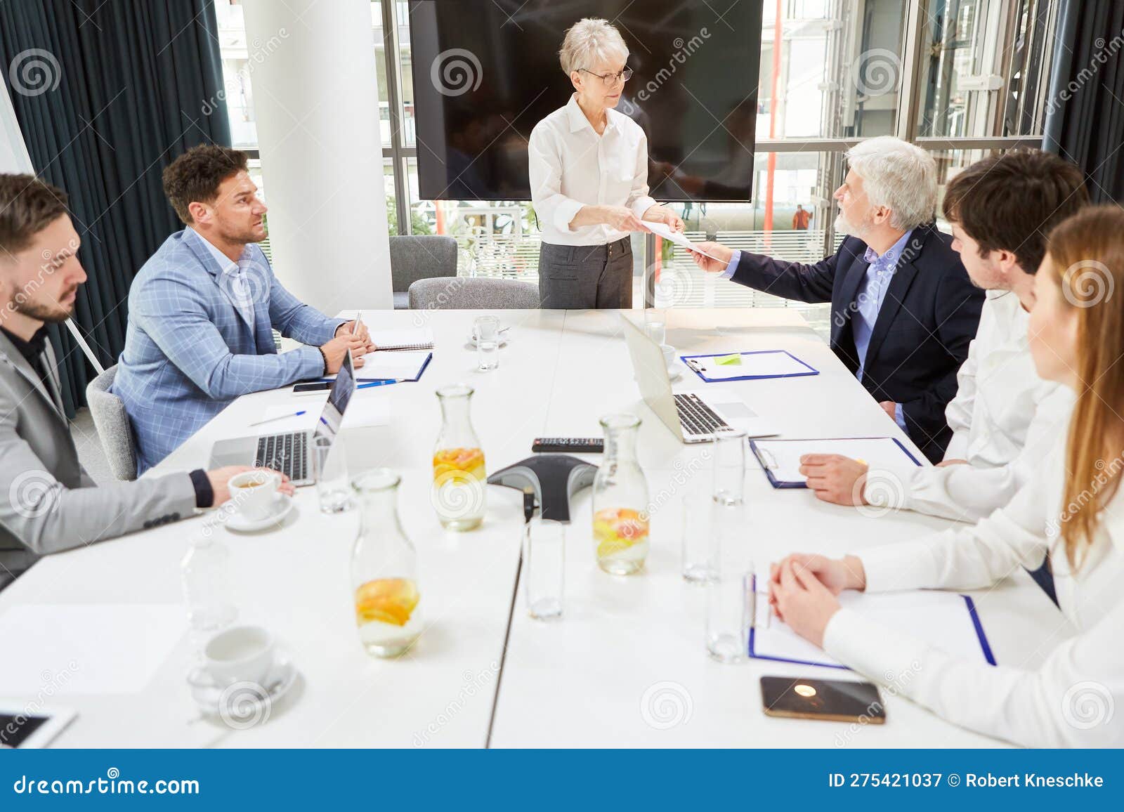 Group of Business People at the Conference Table Stock Image - Image of ...