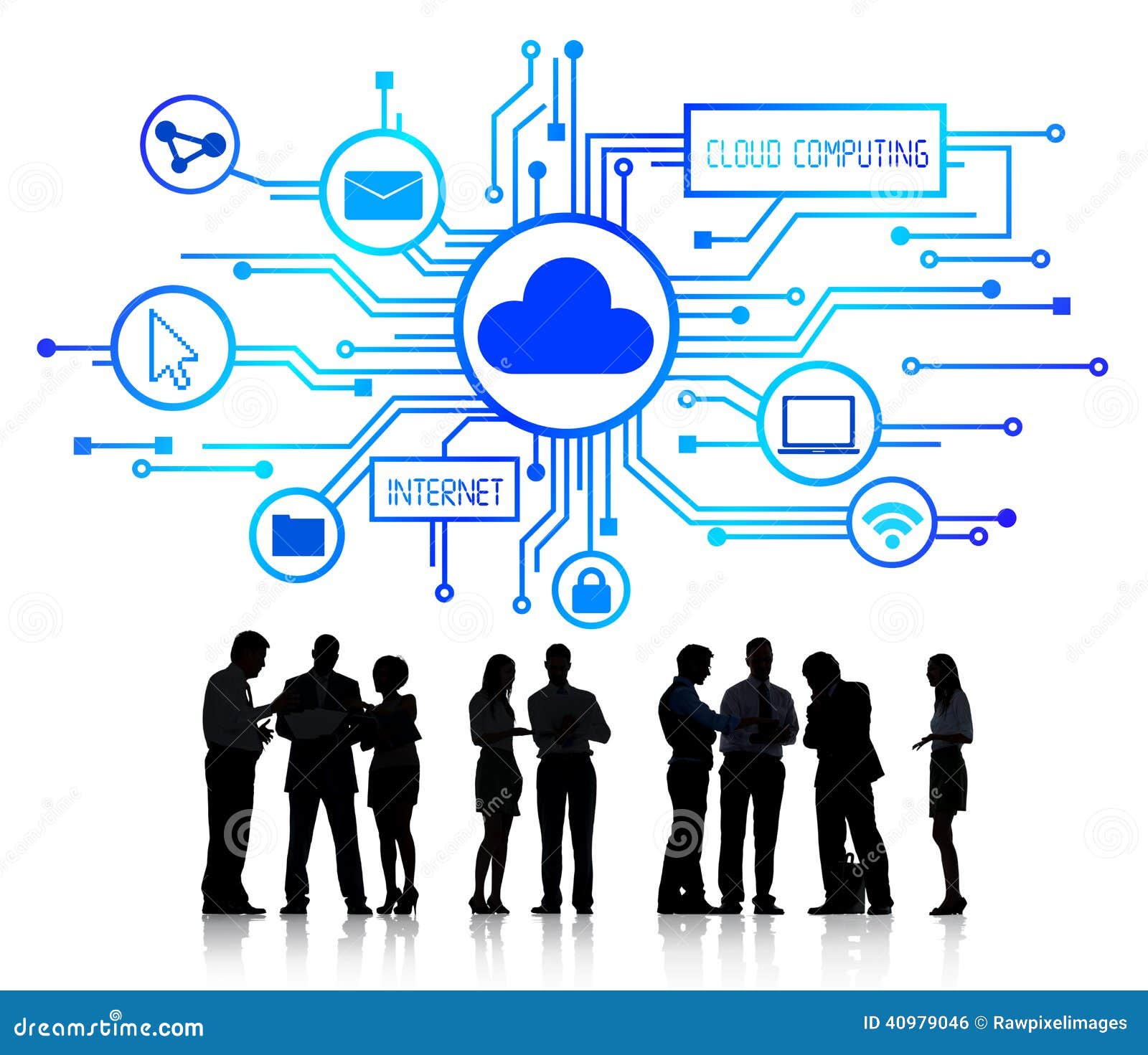 Group of Business People Discussing Cloud Computing Stock Illustration ...